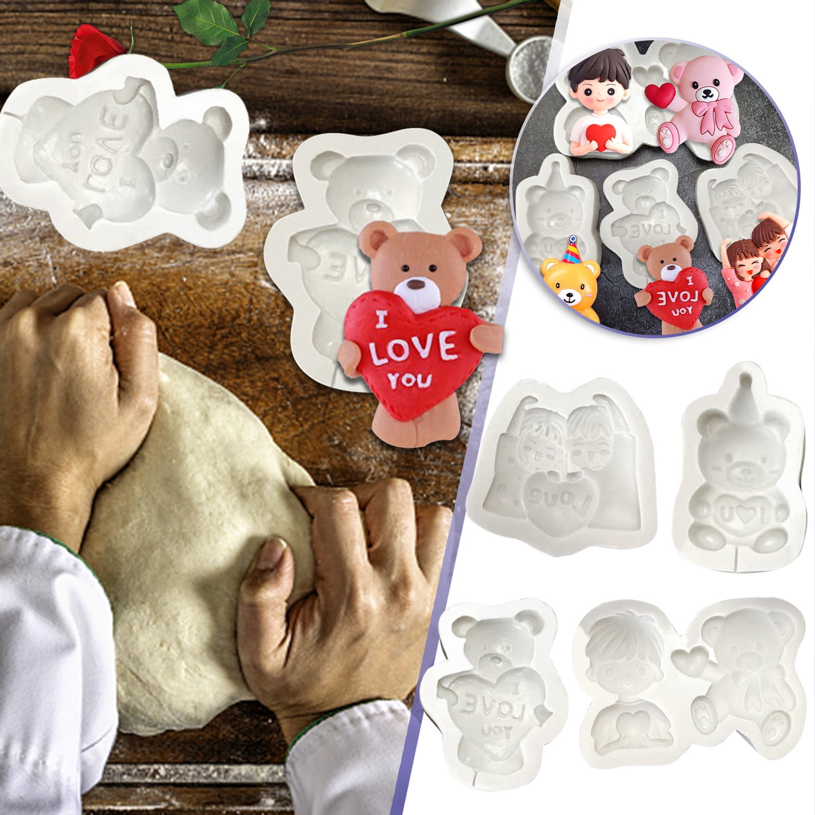 Teissuly Cute Bear Silicone Chocolate Dessert Fudge Maker DIY Party ...