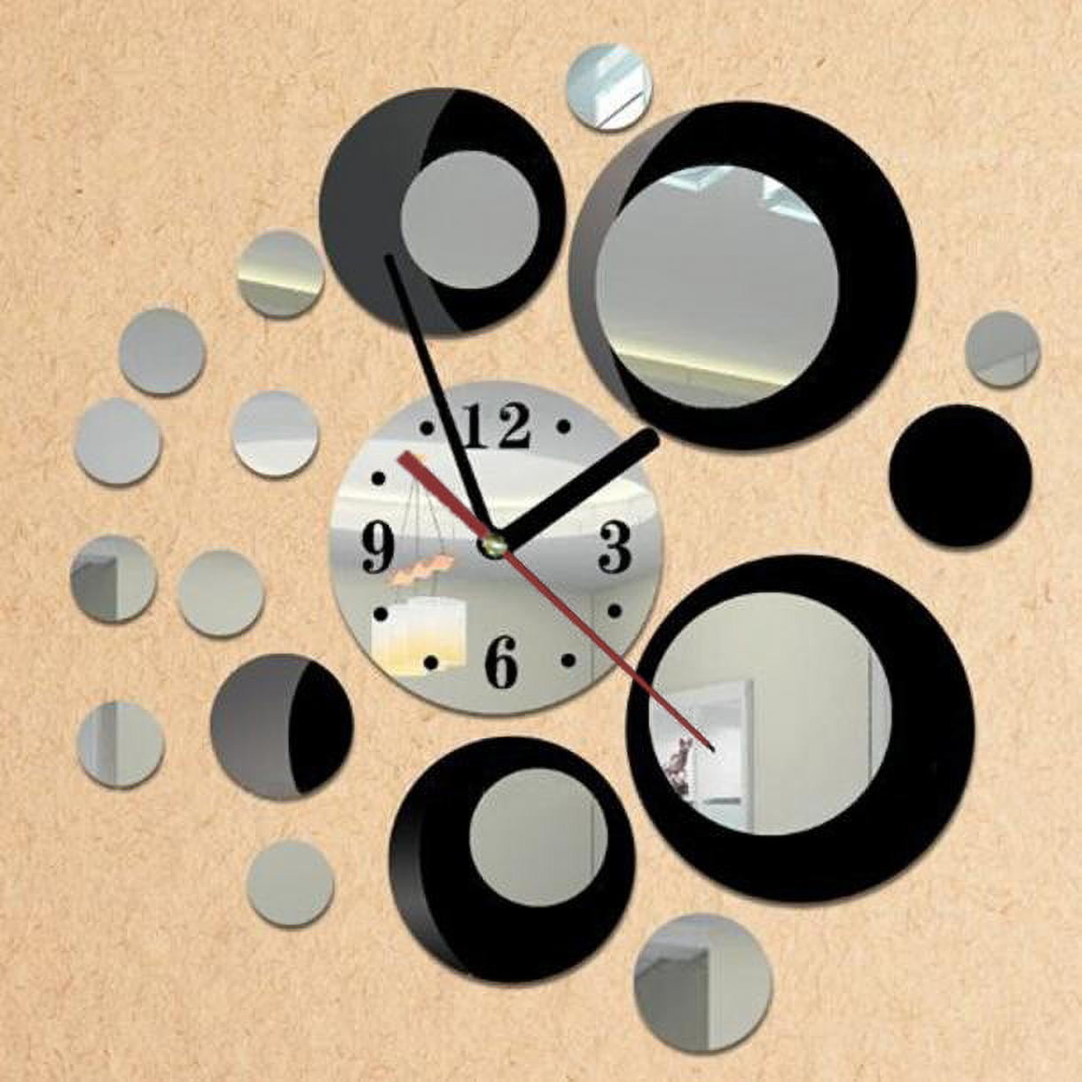 Teissuly DIY Mirror Wall Clock,Mirrors Style Acrylic Clock Wall Sticker ...