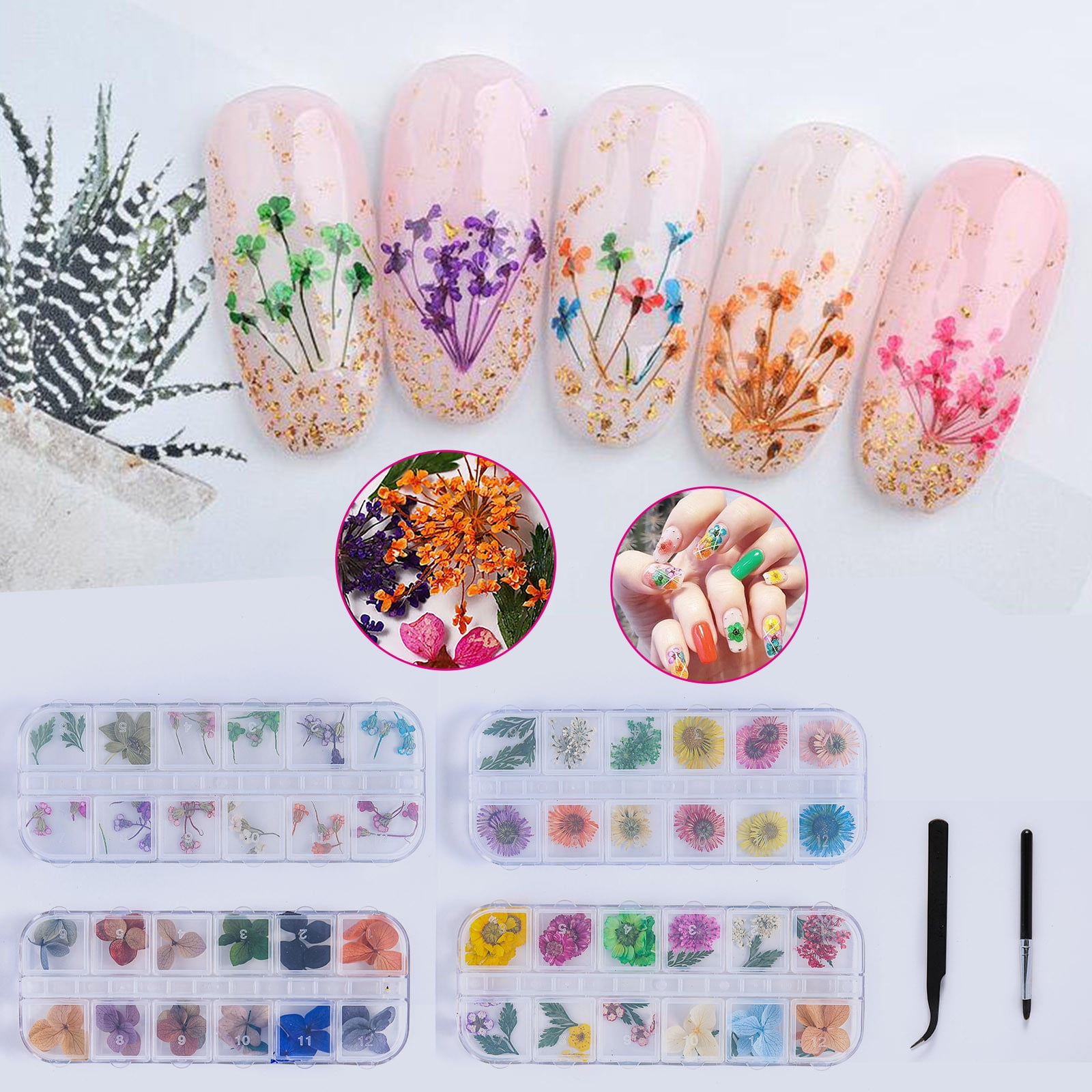 Teissuly DIYNail Art Wood Pulp Sheet Color Stickers Flower Dried Flower ...