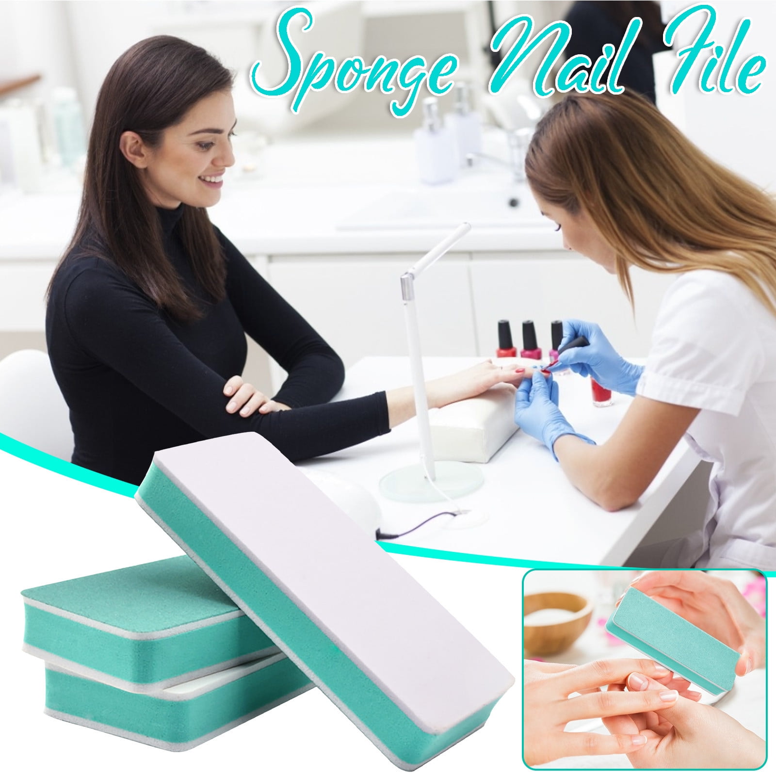 Teissuly Double-sided Square Rubbing Nail Repair Polishing Block Sponge ...