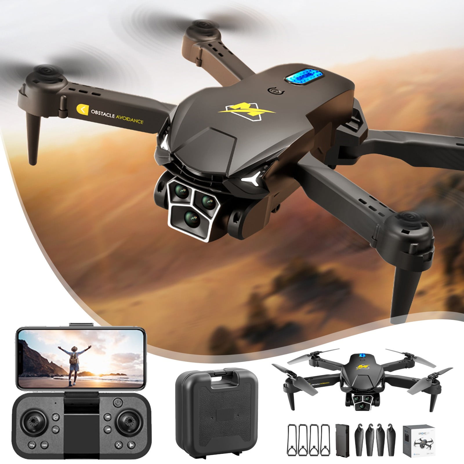 Teissuly Drone Three Camera HD Aerial Camera Folding Obstacle Avoidance ...
