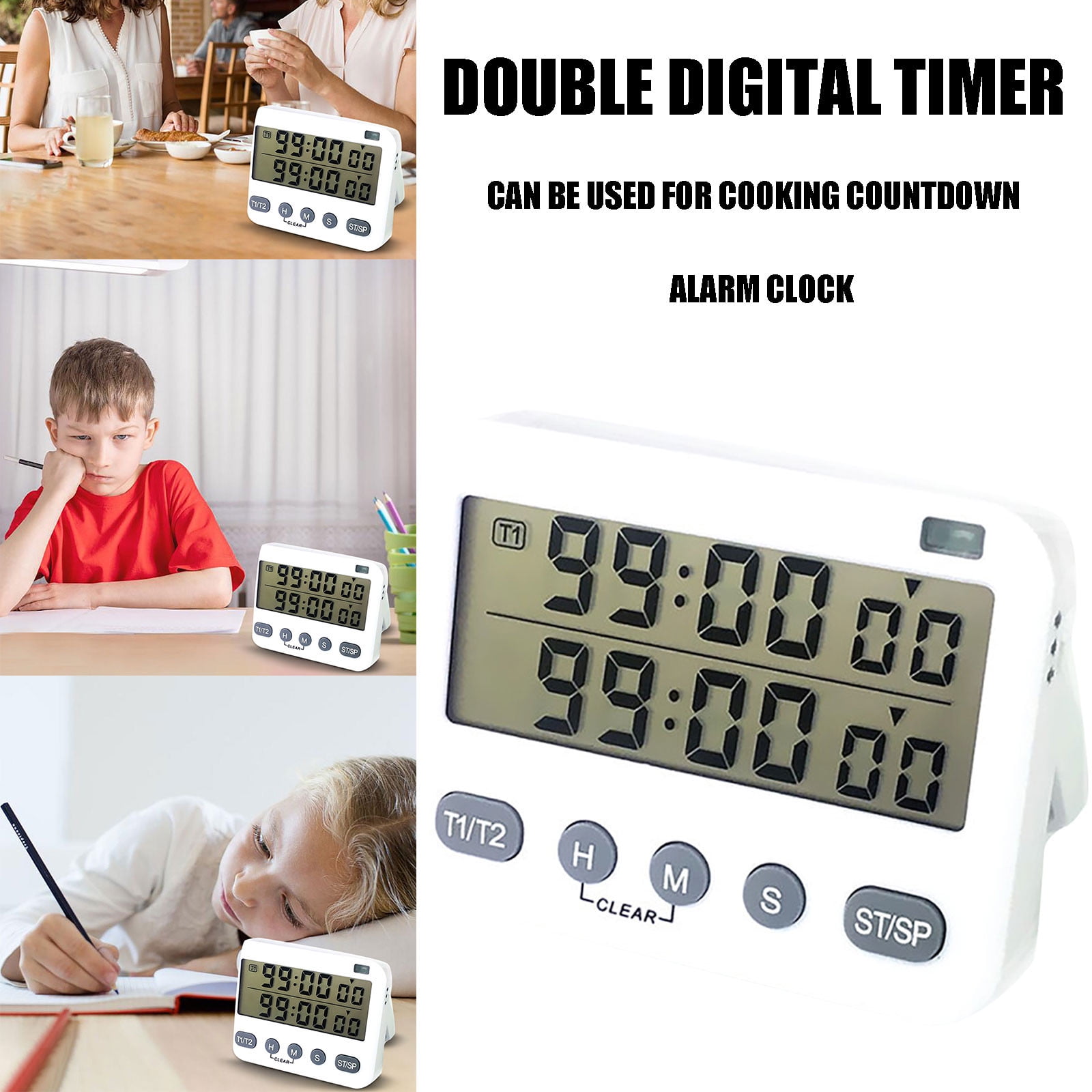 Teissuly Dual Digital Timer, Kitchen Timer for Cooking Countdown Timers ...