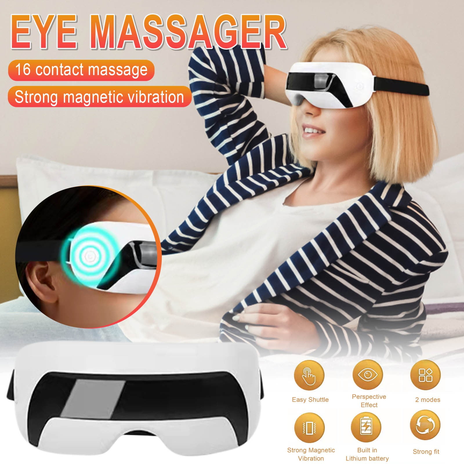 Teissuly Electric Eye Massager Mask Migraine Eye Vision Improvement ...