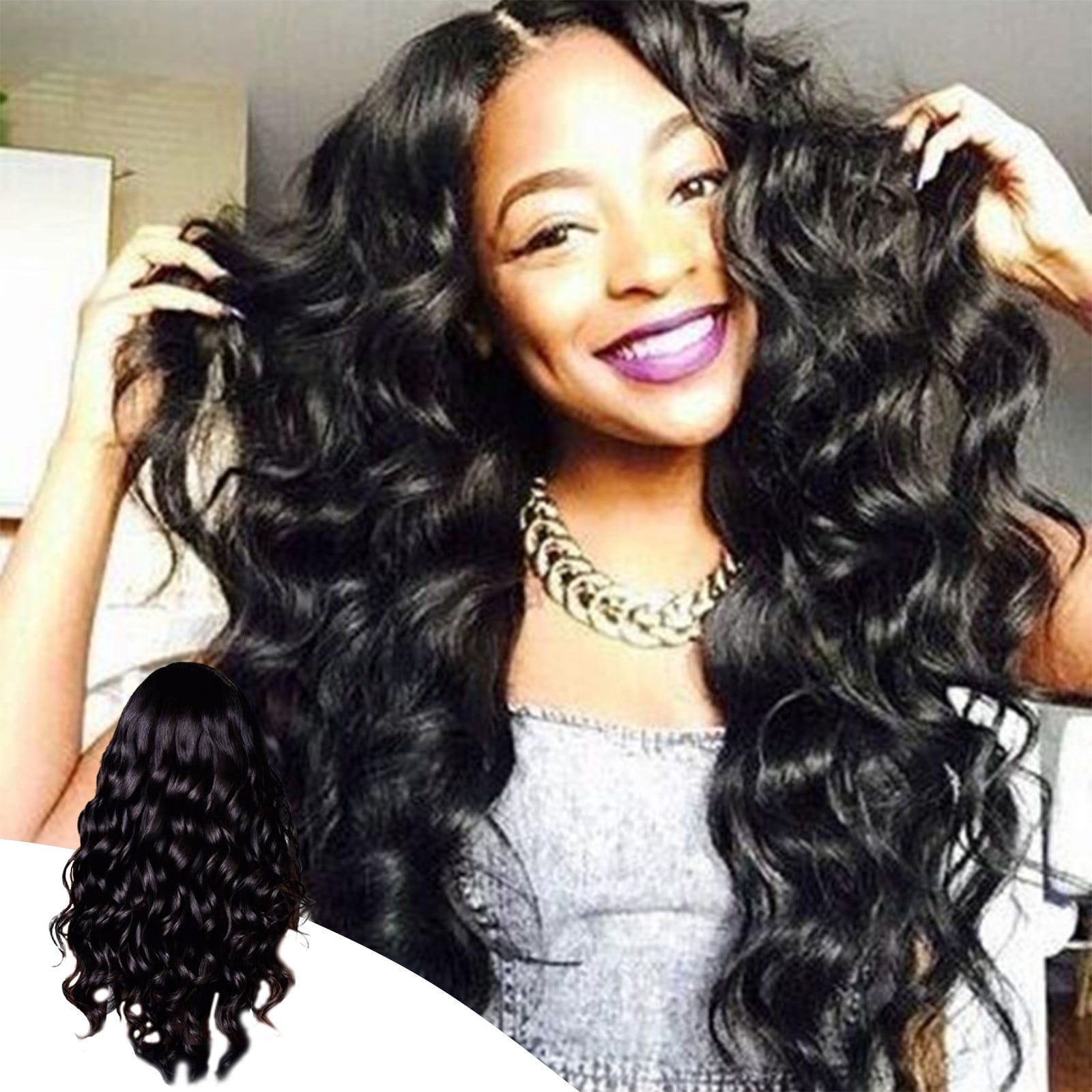 Teissuly Fashionable Long Curly Hair Wig, Two Adjustable Shoulder ...