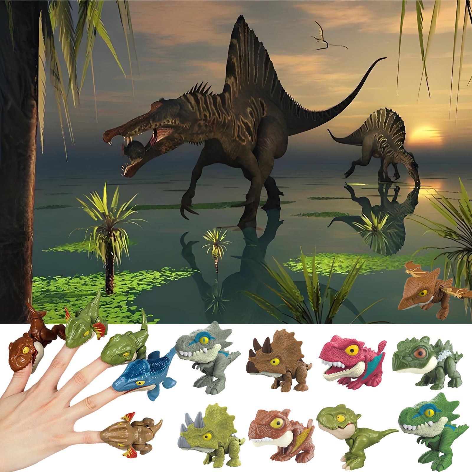 Teissuly Finger Biting Dinosaur Small Dinosaur Set Of 9 - Walmart.com