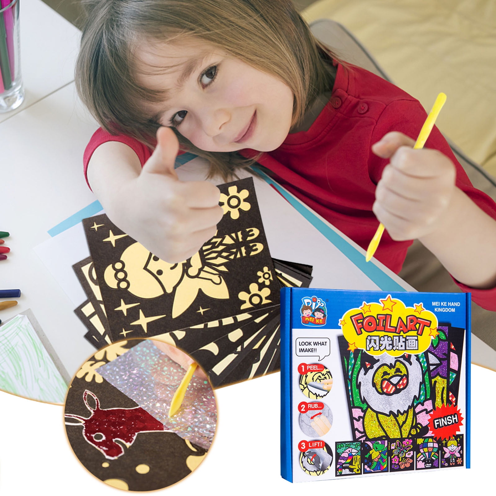 Teissuly Glitter Sticker Painting,Children's Flash Paste Painting ...