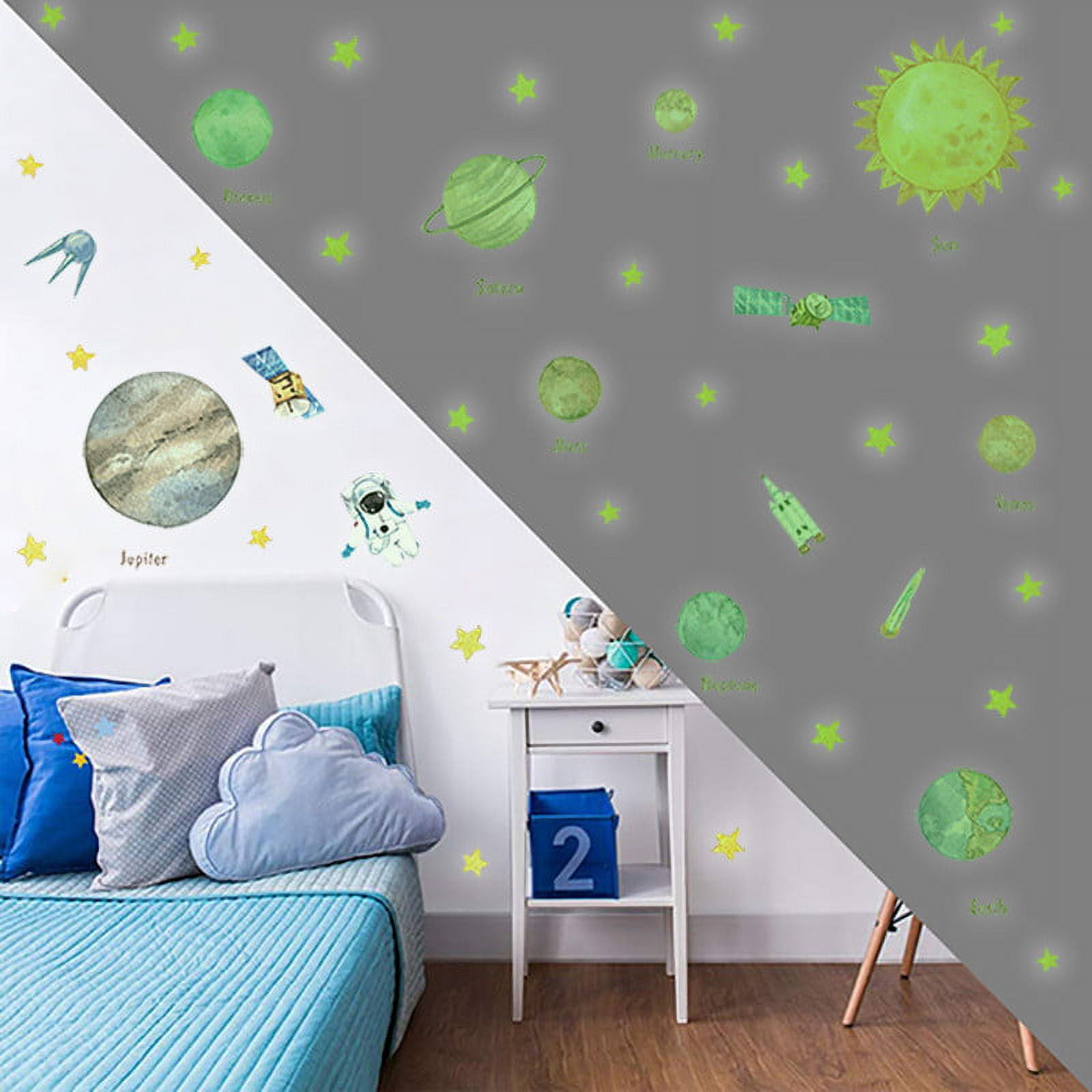 Teissuly Glow Cosmic Decal Sticker Children's Room Creative Nine ...
