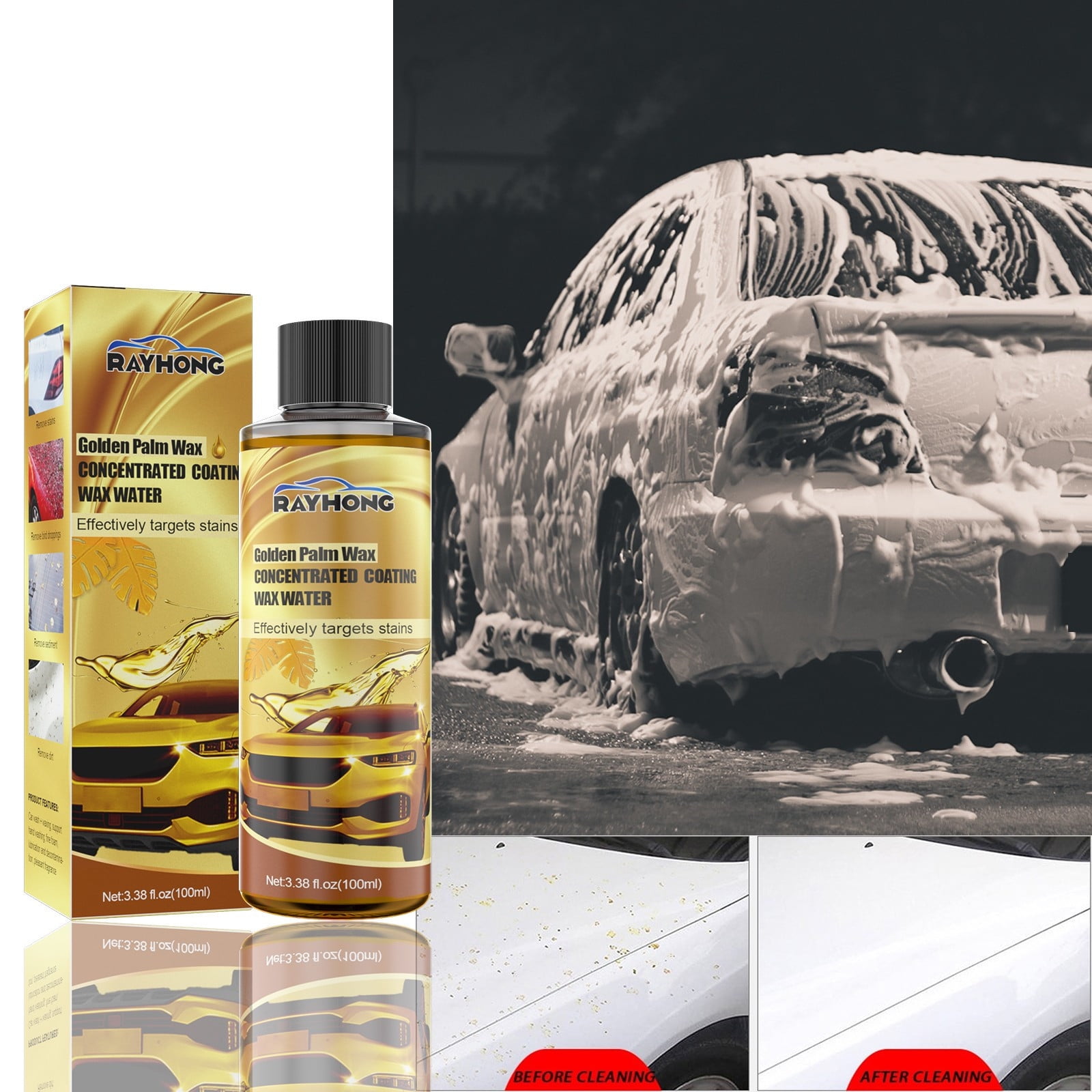 Teissuly Golden Carnauba Car Wash Wax,Golden Palm Wax Concentrated ...