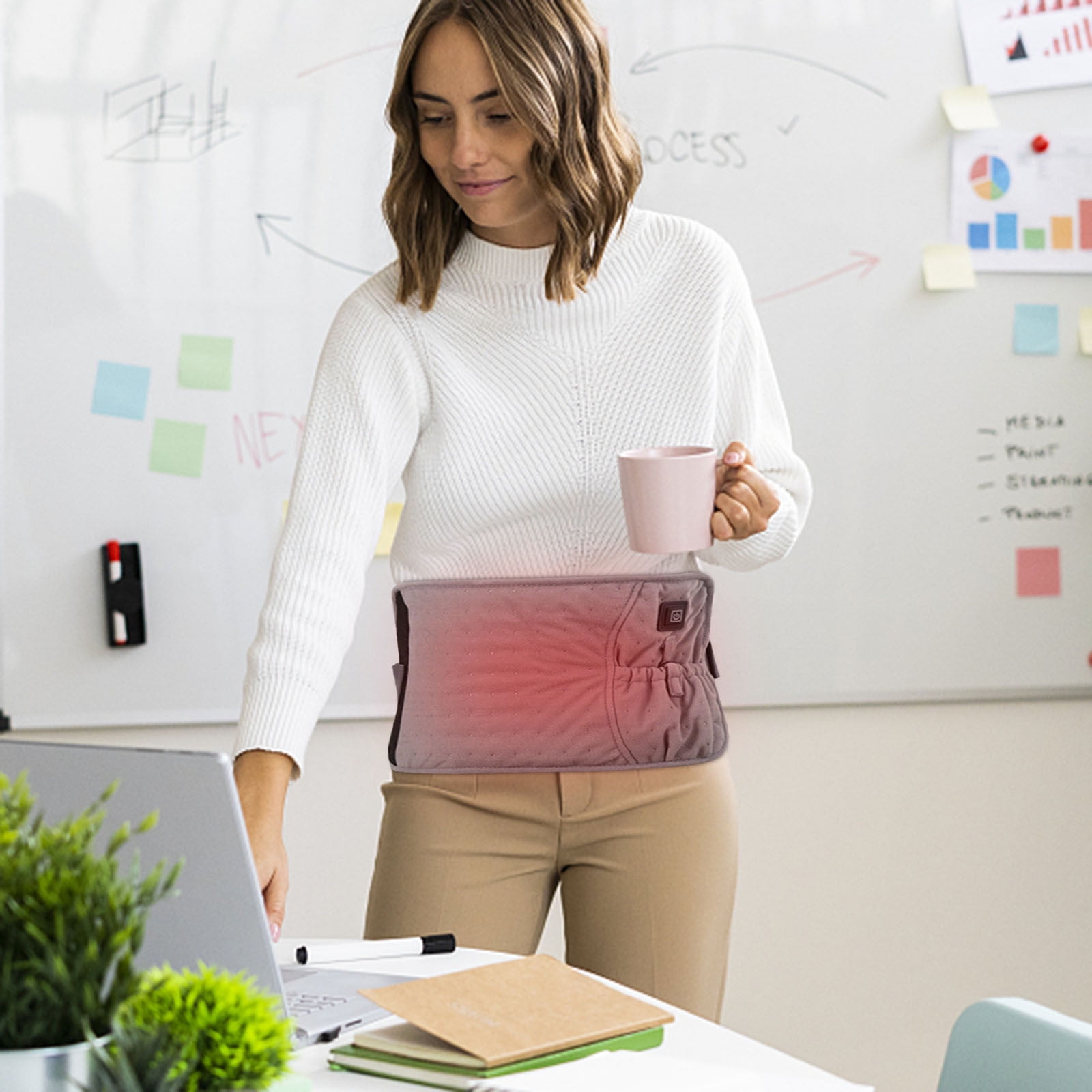 Teissuly Heating Pad Back Wrap With Strap Contoured For Back Pain ...