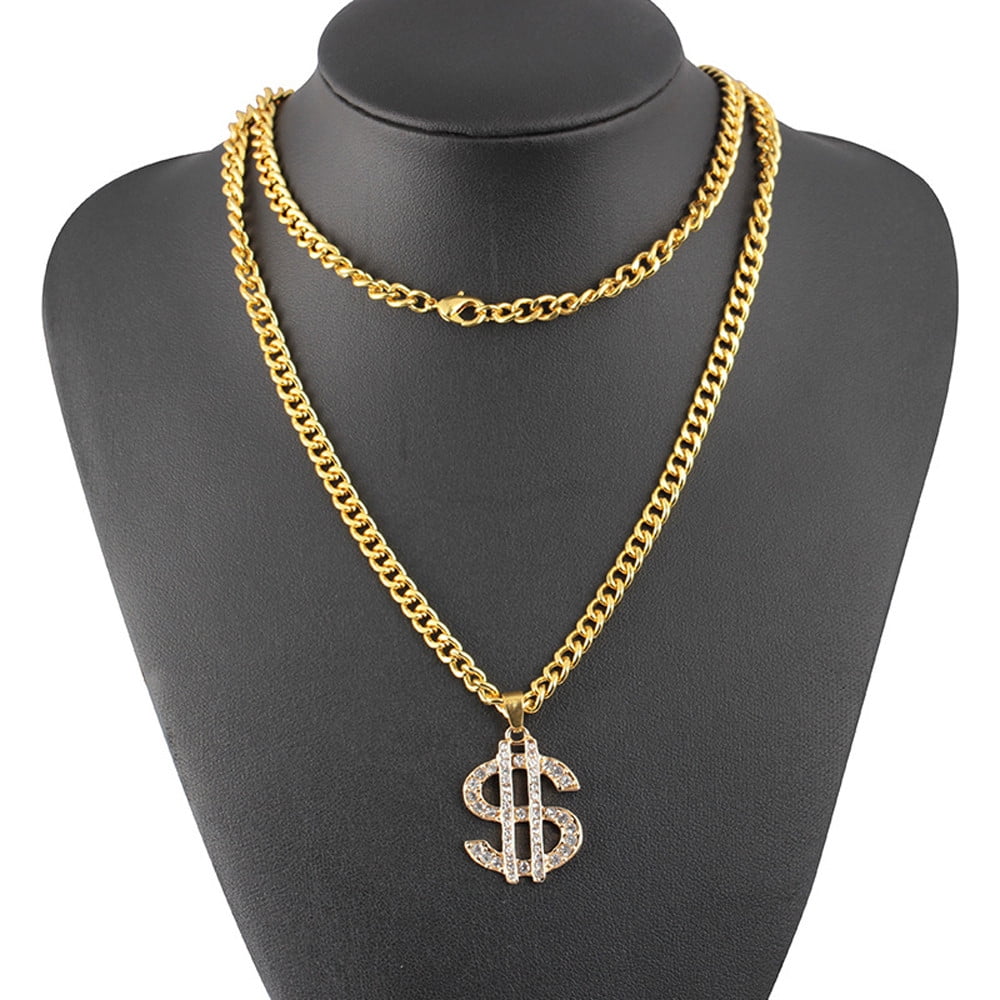 Teissuly Hip Hop Style Sign Alloy Pendant Surfer Chain Necklace Gold ...