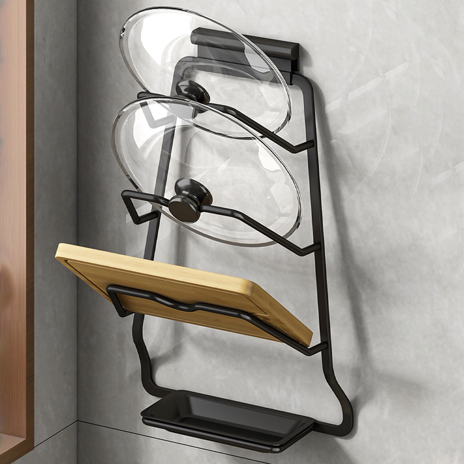 Teissuly Kitchen Tiered Storage Rack Space Aluminum Transparent Pot Lid ...