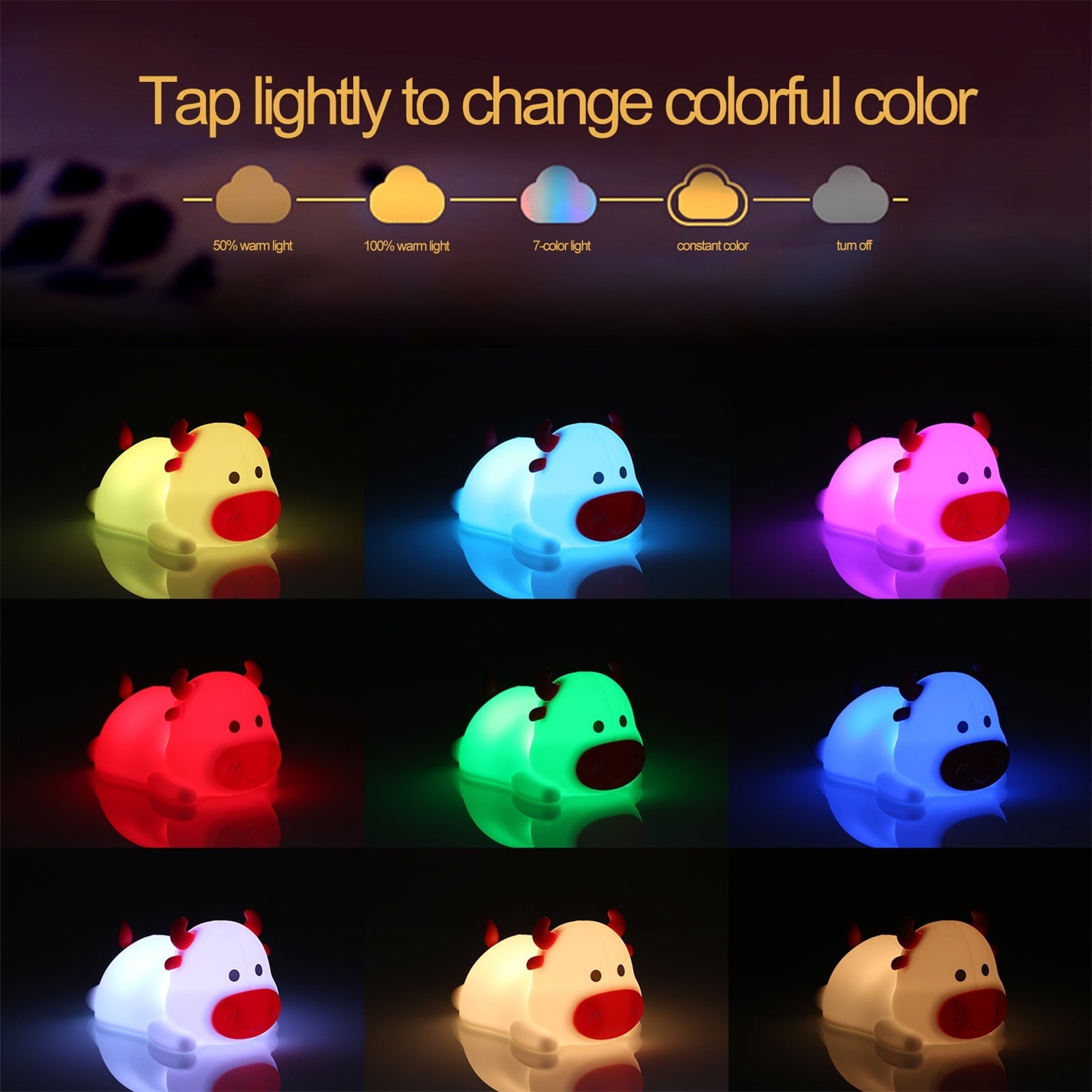 Teissuly LED Nursery Night Lights For KidsCute Silicone Baby With ...