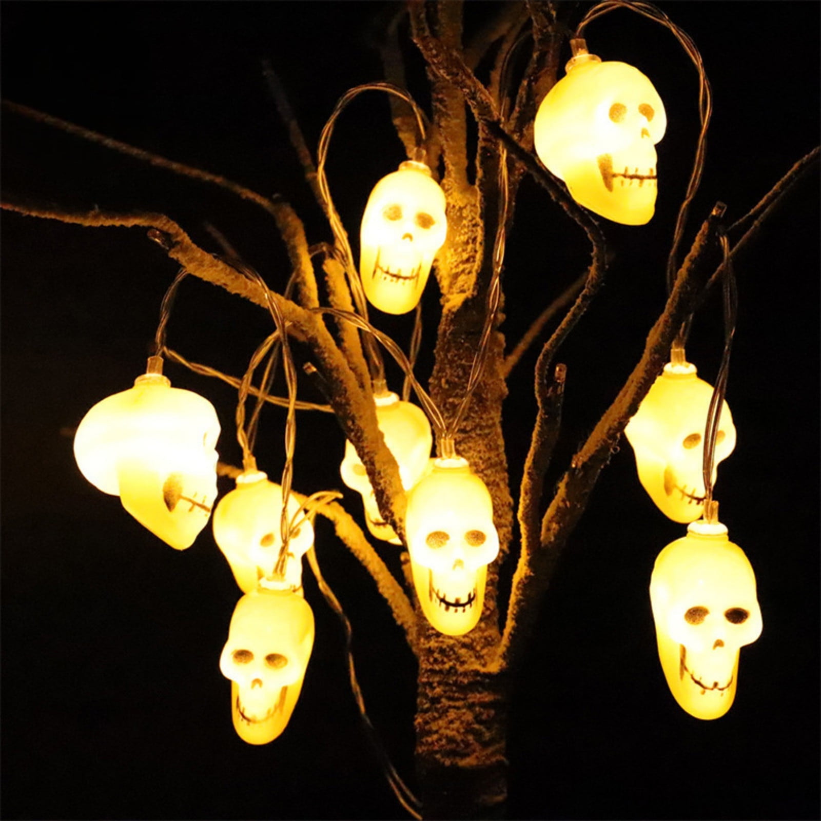 Teissuly LED Skull Light String Halloween Decoration Skull LED Light ...