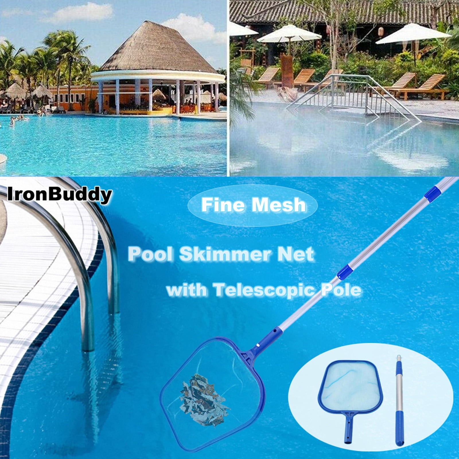 Teissuly Leaf Rake Mesh Frame Net Skimmer Cleaner Swimming Pool Tool ...