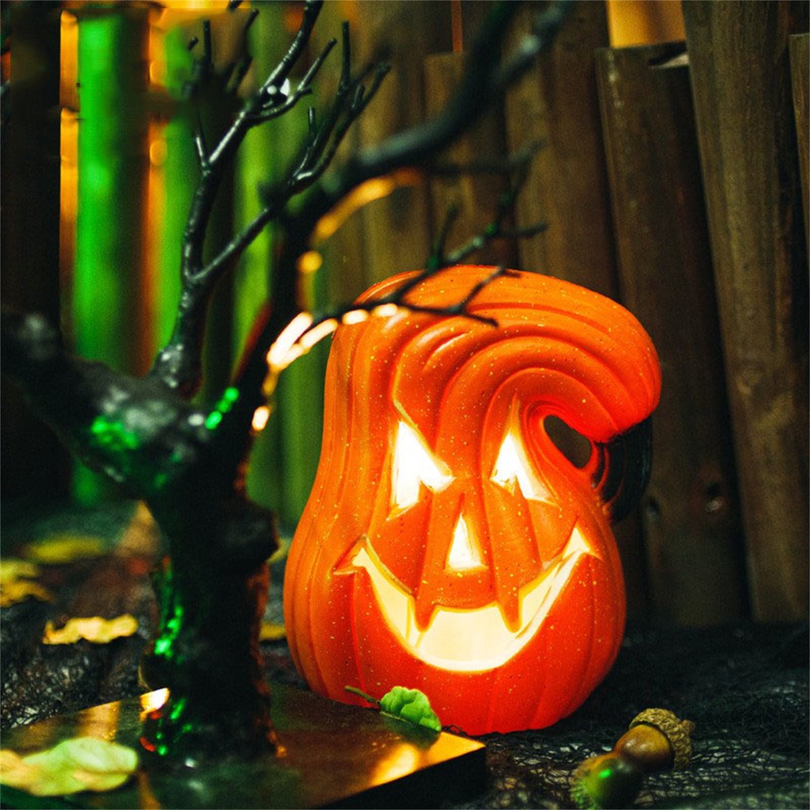 Teissuly Light up Halloween Jack-o'-Lantern Decorative Pumpkin Foam ...