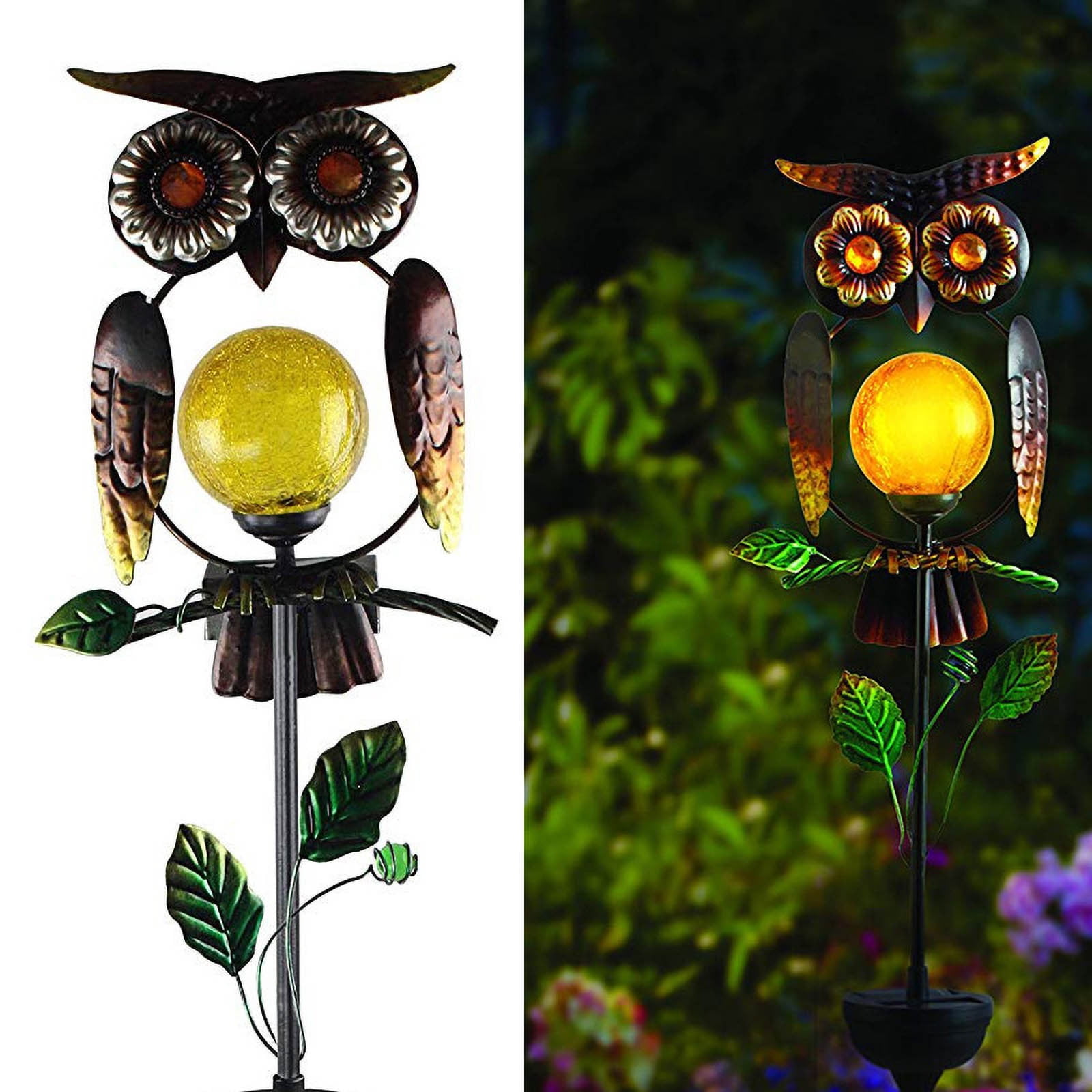 Teissuly Light Owl Garden Light Wrought Iron Ground Plug Owl Light ...
