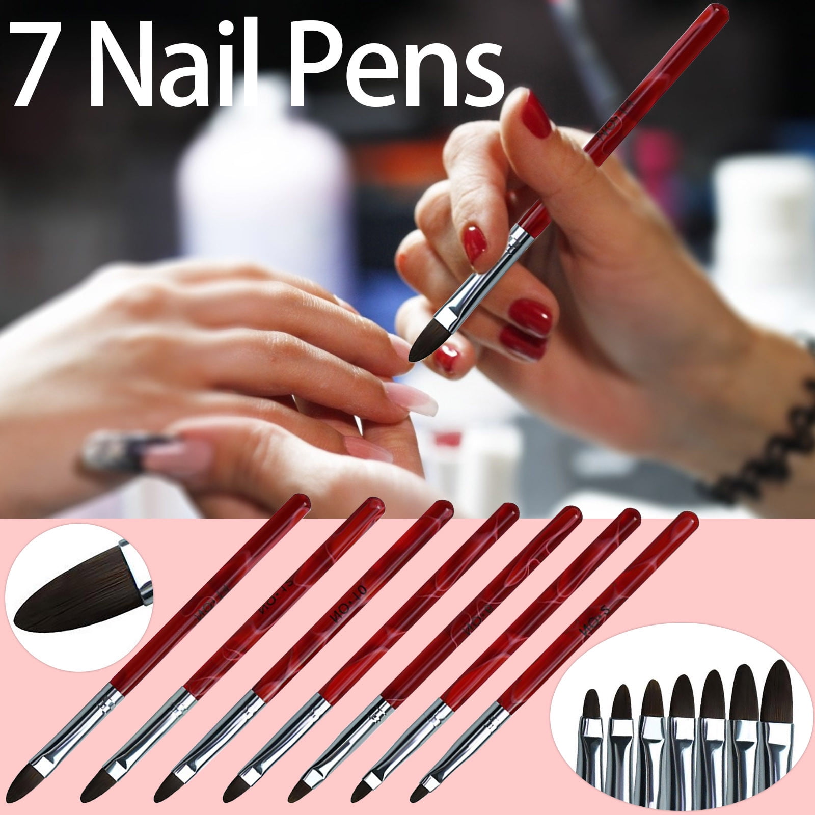 Teissuly Manicure Pen Sea Wave Red Rod 7pcs Set Round Phototherapy Pen ...