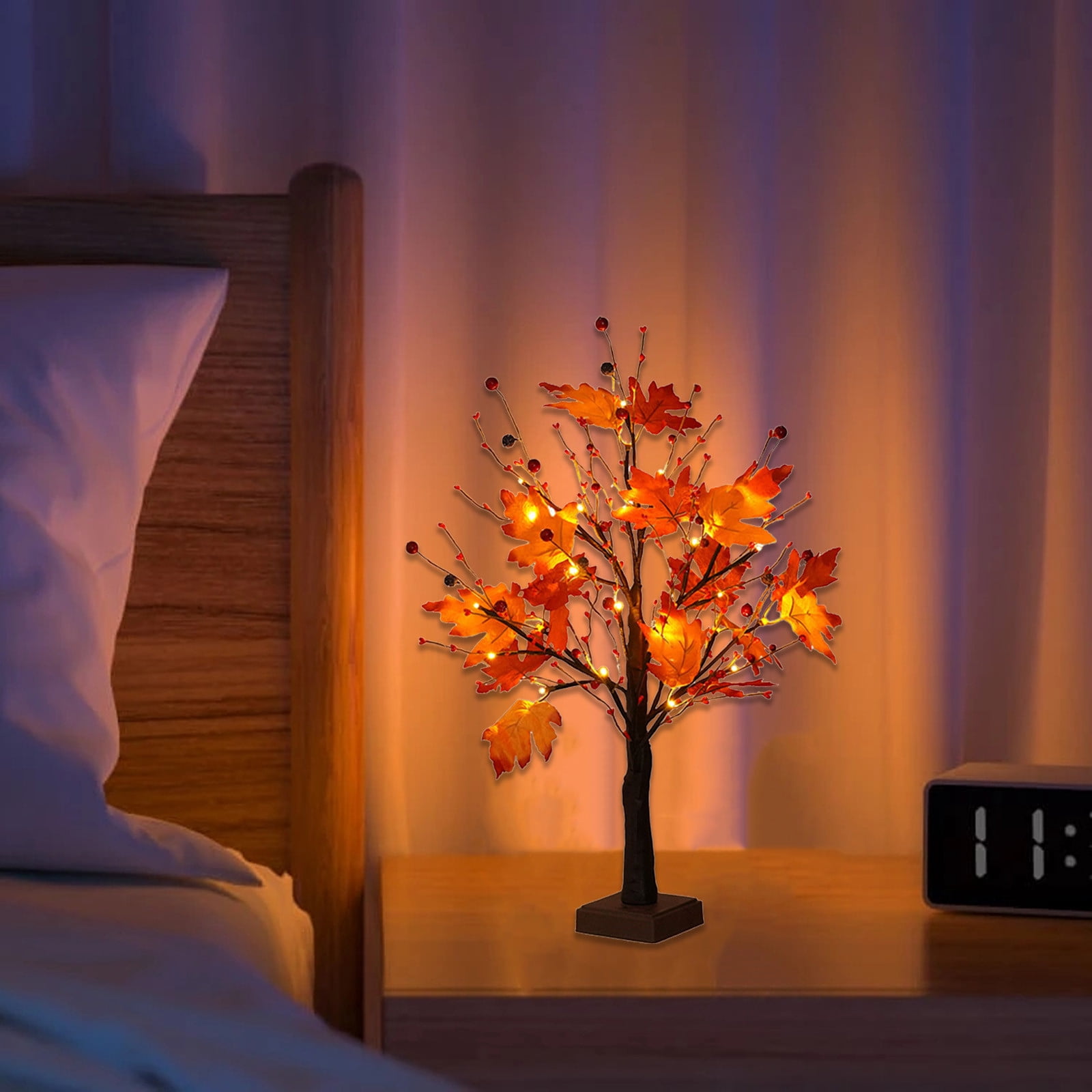 Teissuly Maple Tree With Red Fruit Lights LED Christmas Party Home ...