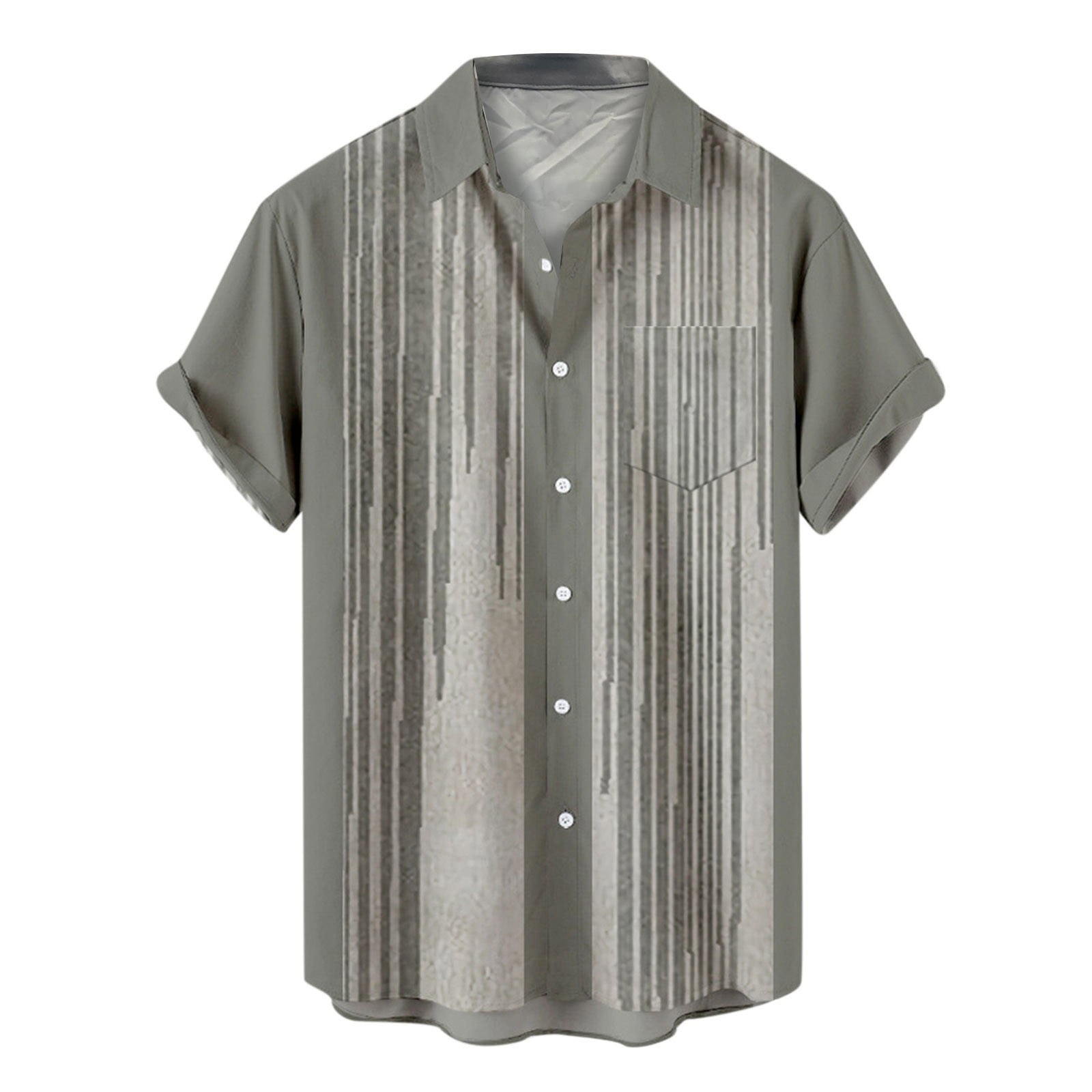 Teissuly Men's Printed Pattern Casual Fashion Lapel Short Sleeve Shirt ...