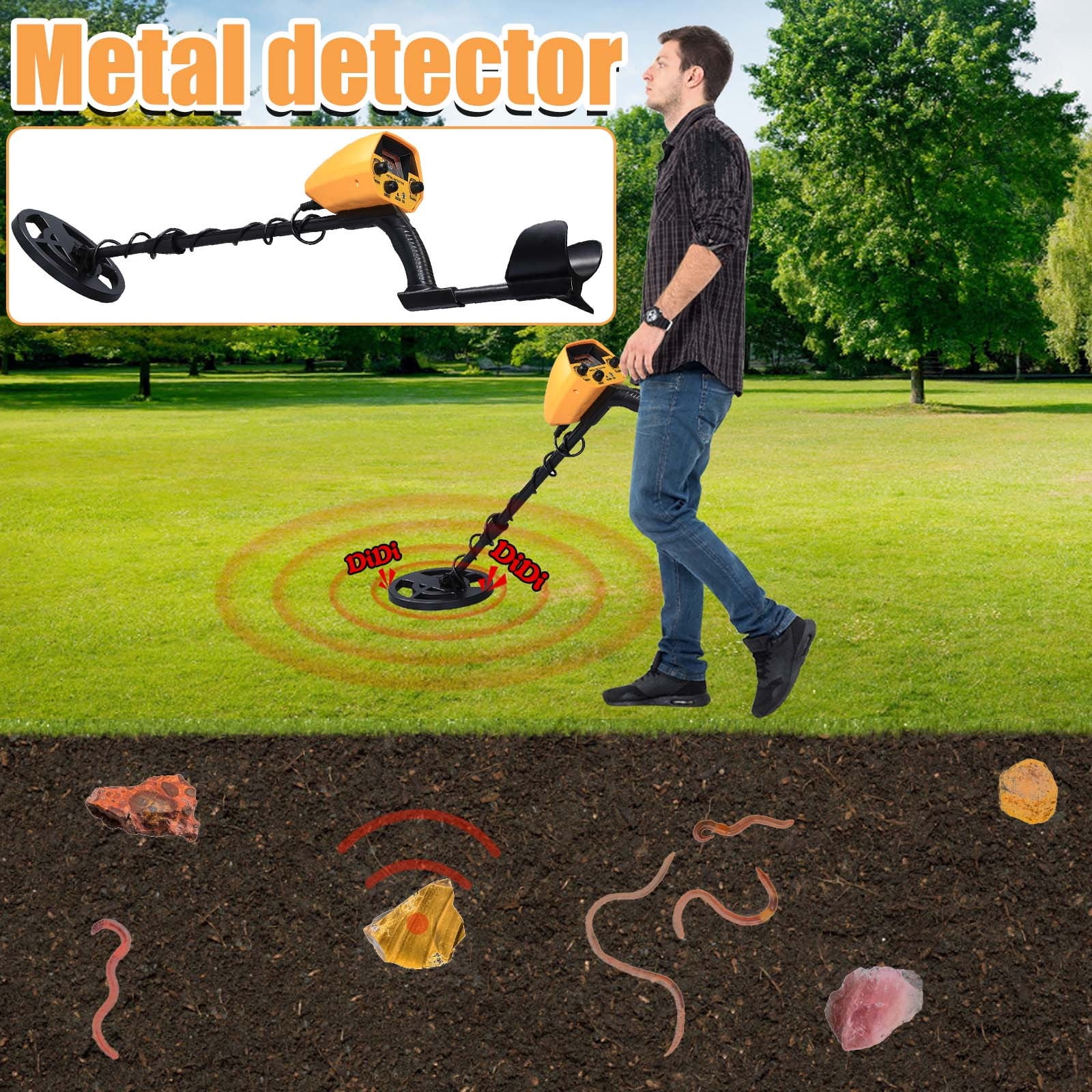 Teissuly Metal Detector Underground Gold Detector GTX5030 Detecting ...