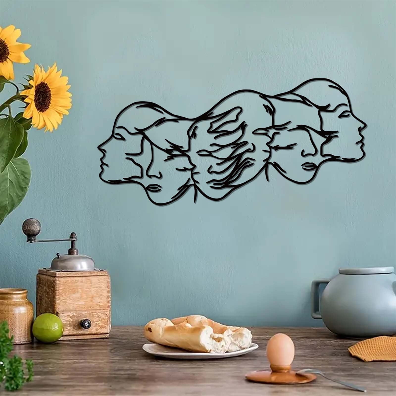 Teissuly Metal Wall Art Decoration Abstract Face Wall Hanging Modern ...