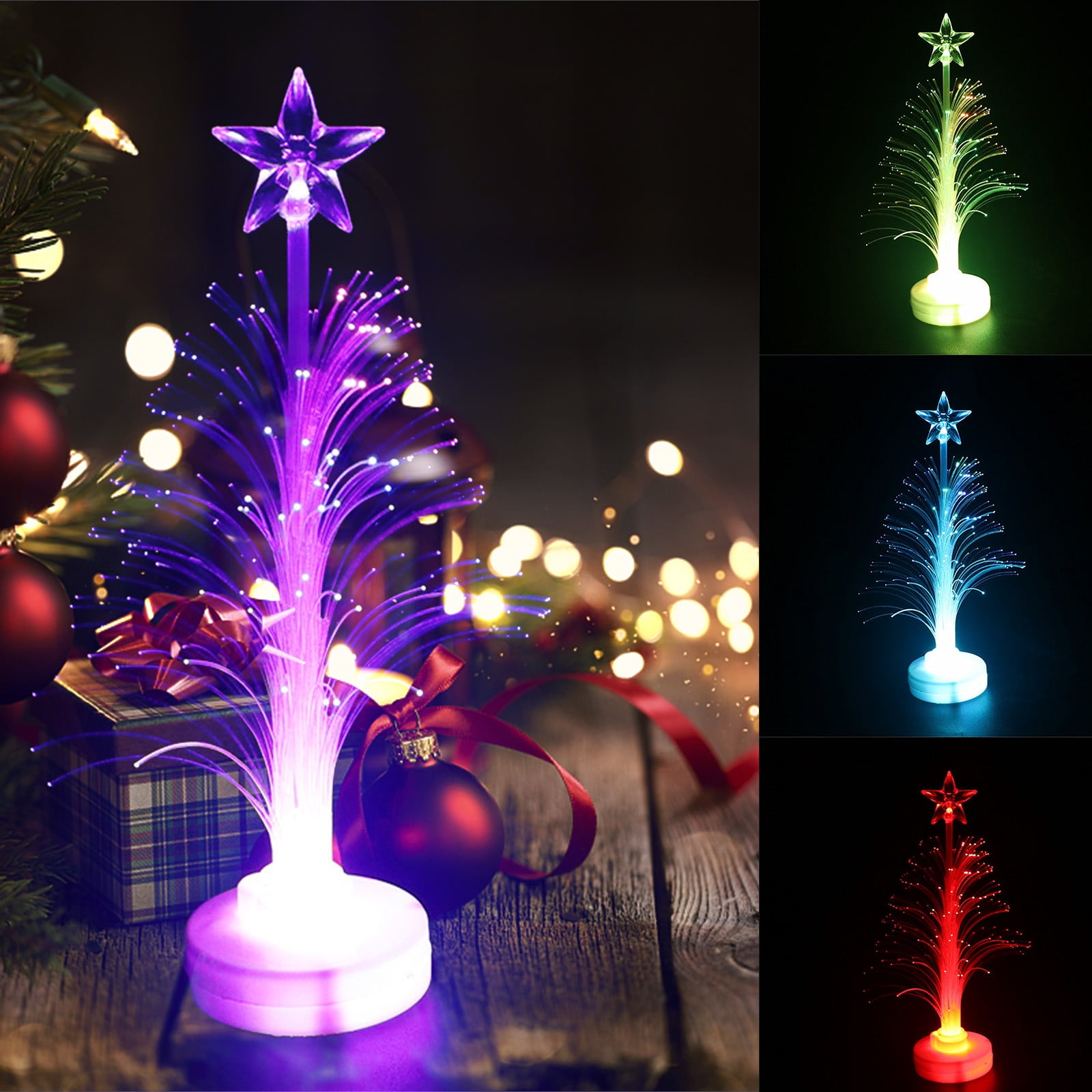 Teissuly Mini LED Lighted Christmas Tree, Acrylic Crystal Light Up Xmas ...