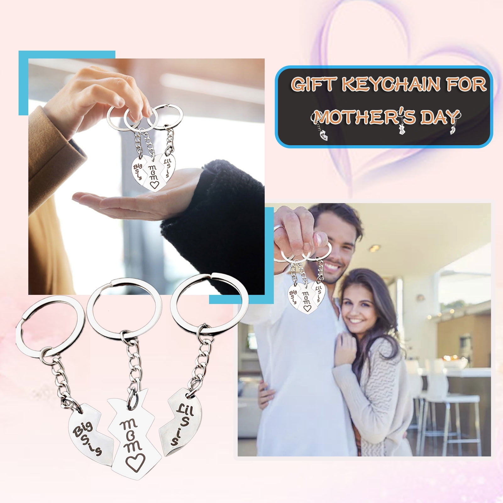 Teissuly Mother Daughter Gift Keyring Keychain Mum Keyring Daughter Key ...