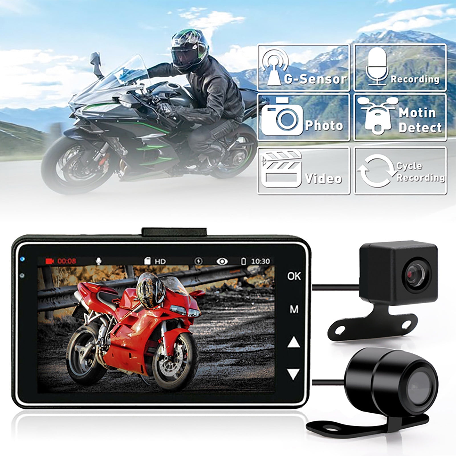 Teissuly Motorcycle Video Recorder,1080p Hd Motorcycle Video Recorder ...