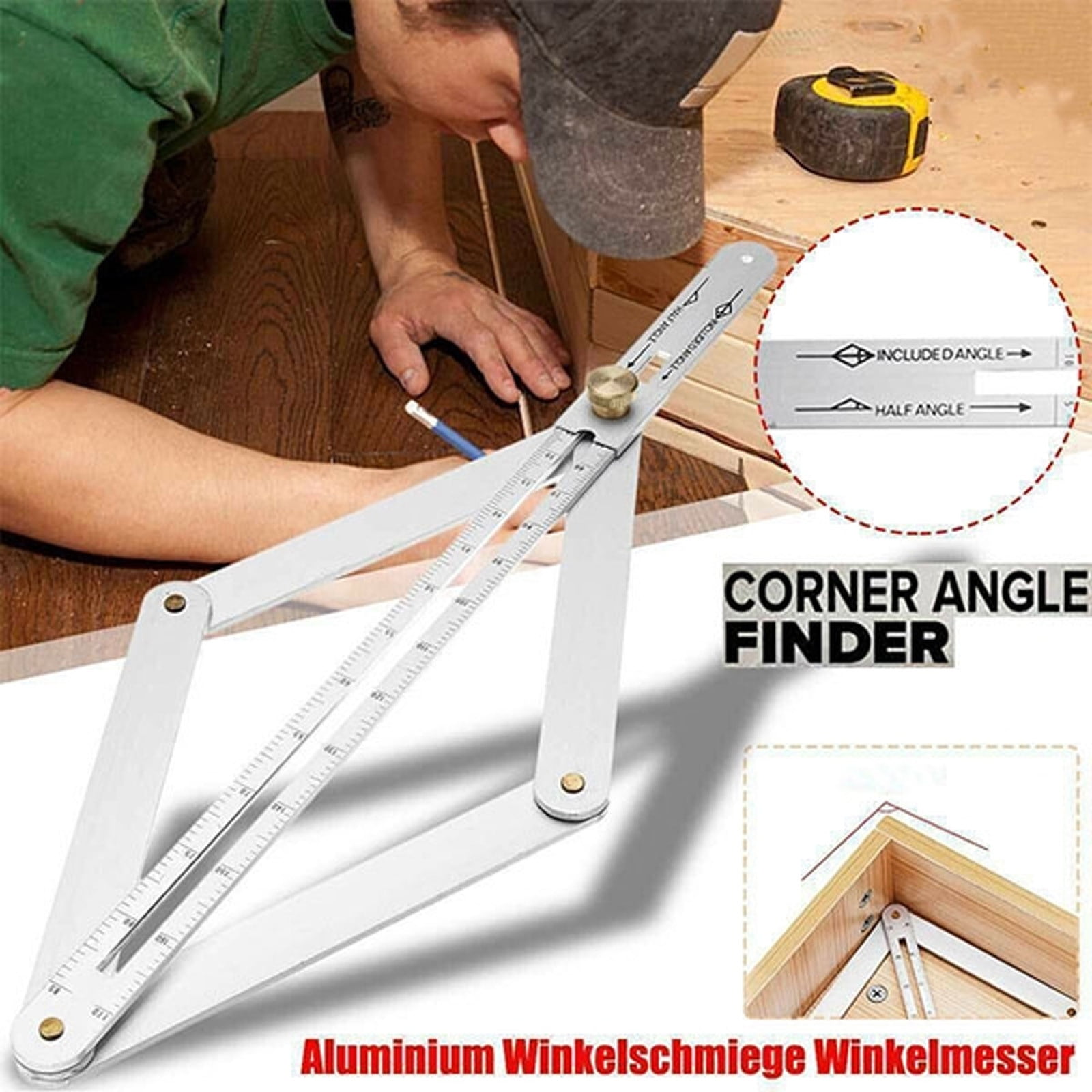 Teissuly Multi-Angle Cornerer Stainless Steel Protractor Unglazed ...