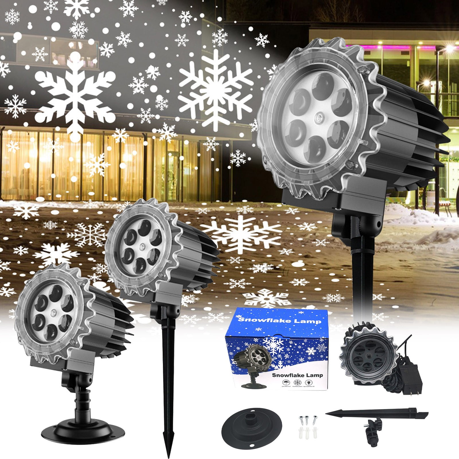 Teissuly New Outdoor Waterproof Snowflake Projection Light Garden ...