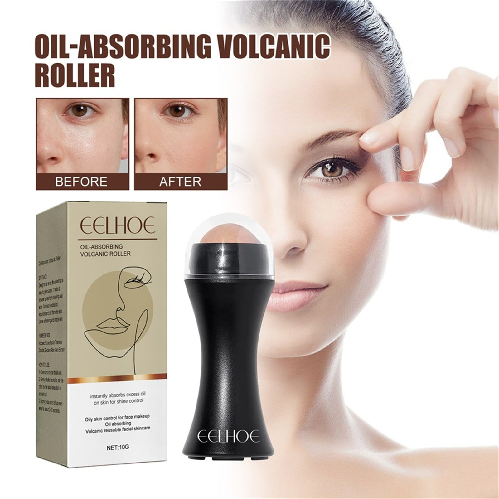 Teissuly Oil Absorbing Face Roller, Natural Volcanic Stone Roller With ...