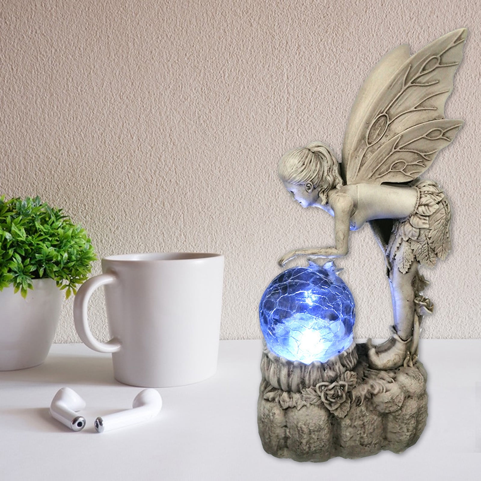 Teissuly Outdoor Garden Decorative Ornament Angel Statue Solar Garden ...