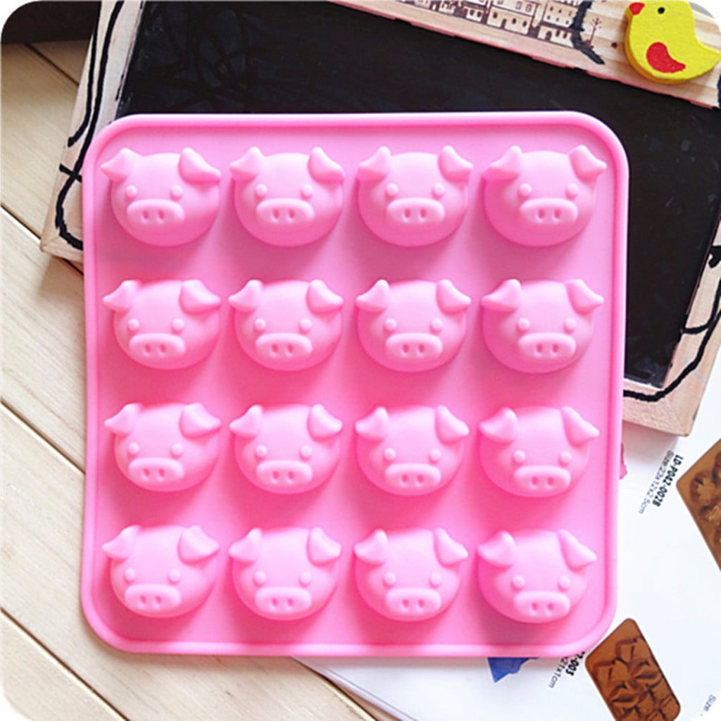 Teissuly Piggy Chocolate Silicone Mold, 1 Packs 16- Cavity Pig Face ...