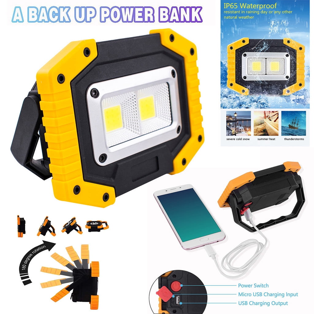 Teissuly Portable USB COB LED 30W Light Outdoor Camping Work Lamp Power ...