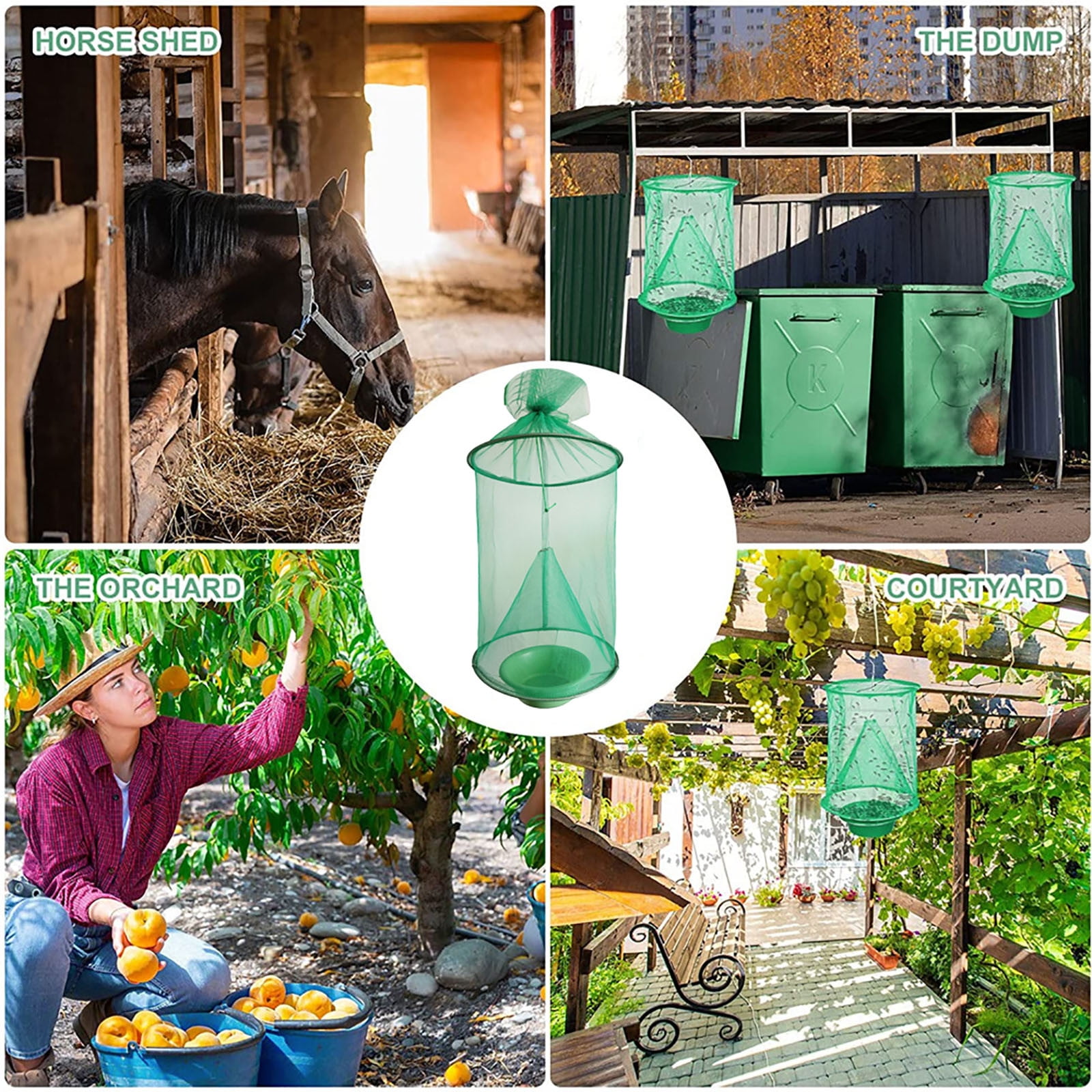 Teissuly Ranch Fly Trap Outdoor Hanging Reusable with Fishing Apparatus ...
