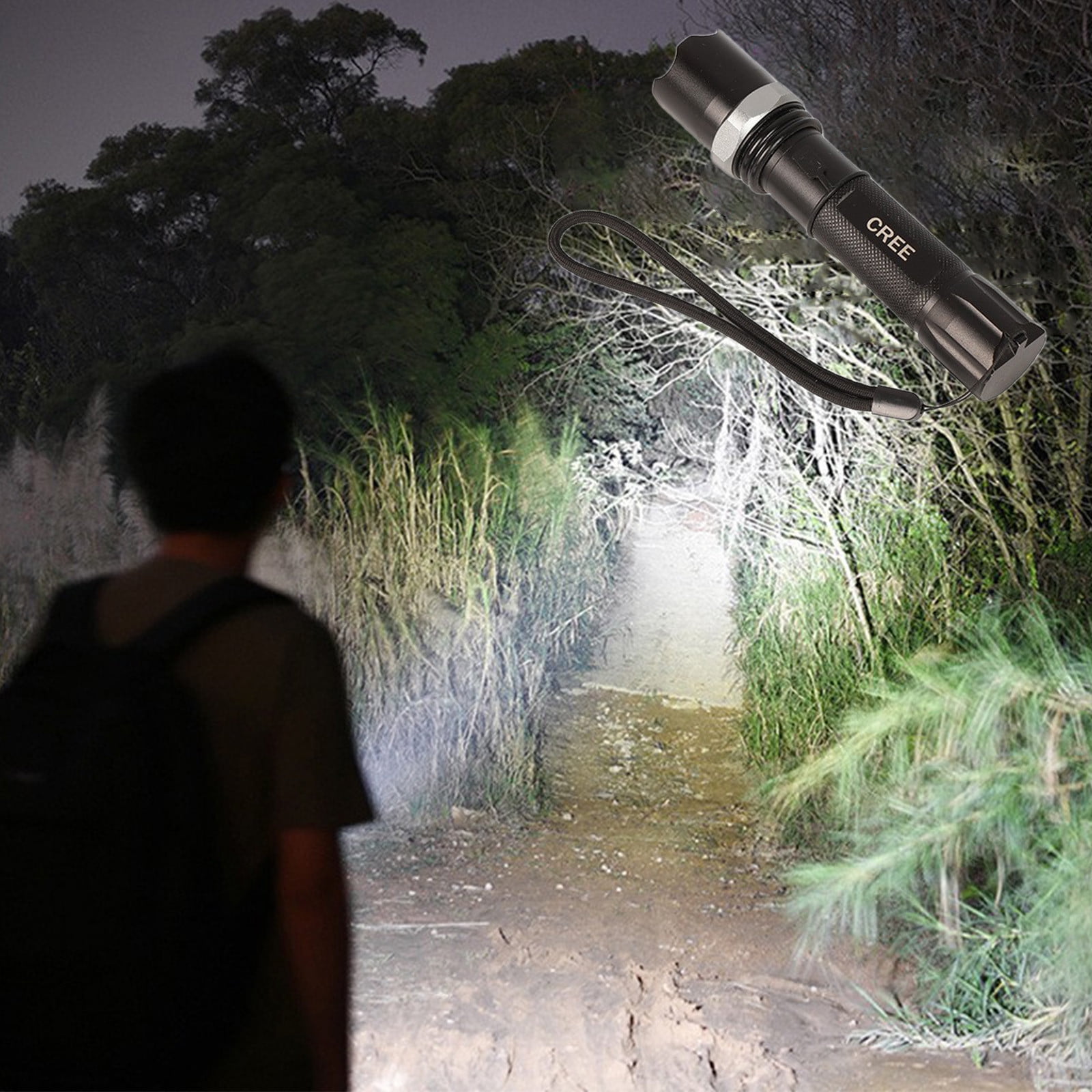 Teissuly Rechargeable Strong Light Flashlight LED Outdoor Mechanical ...