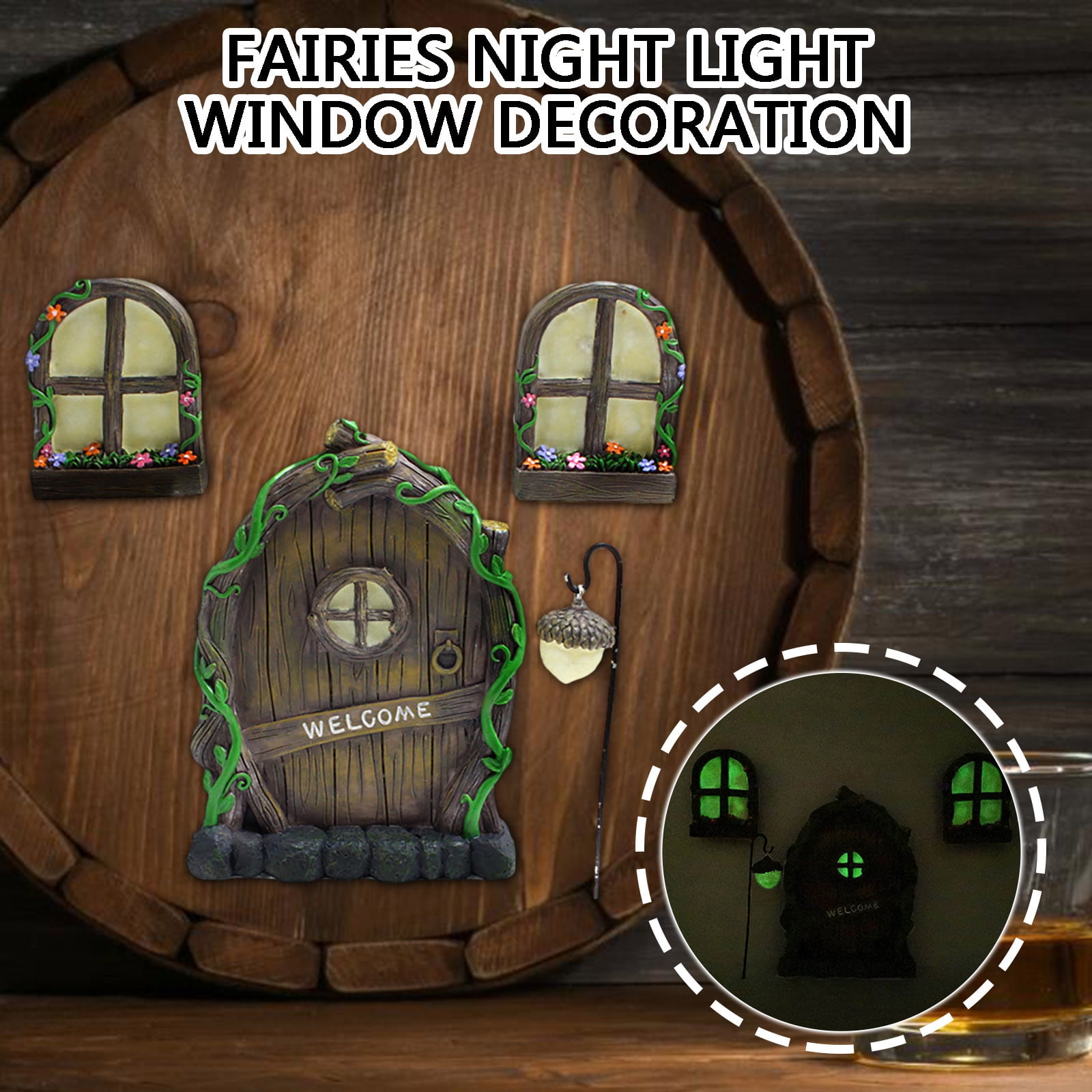 Teissuly Resin Crafts New Elfs Luminous Doors And Windows Ornaments ...