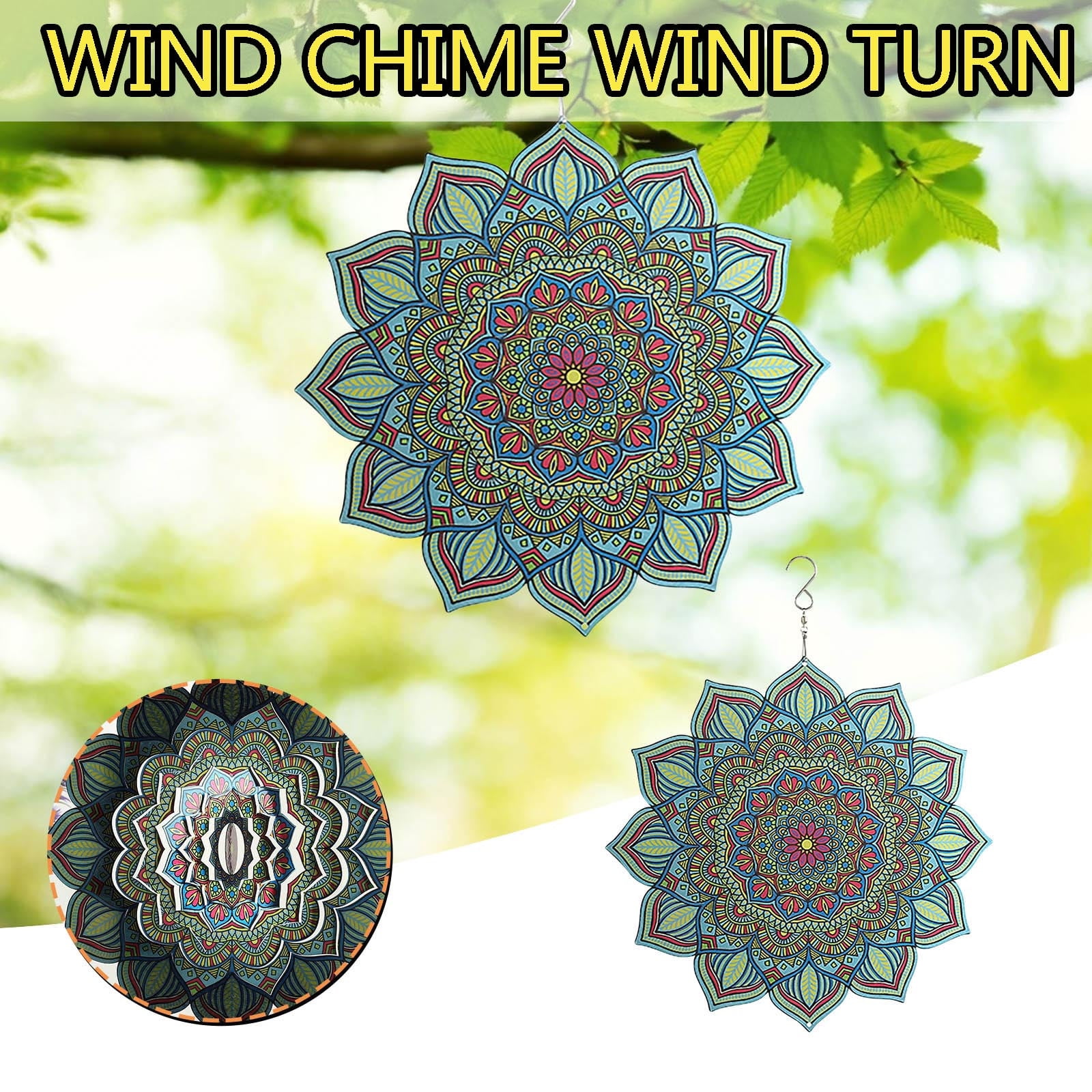 Teissuly Rotating Wind Chimes Art Garden Decoration Stainless Steel ...