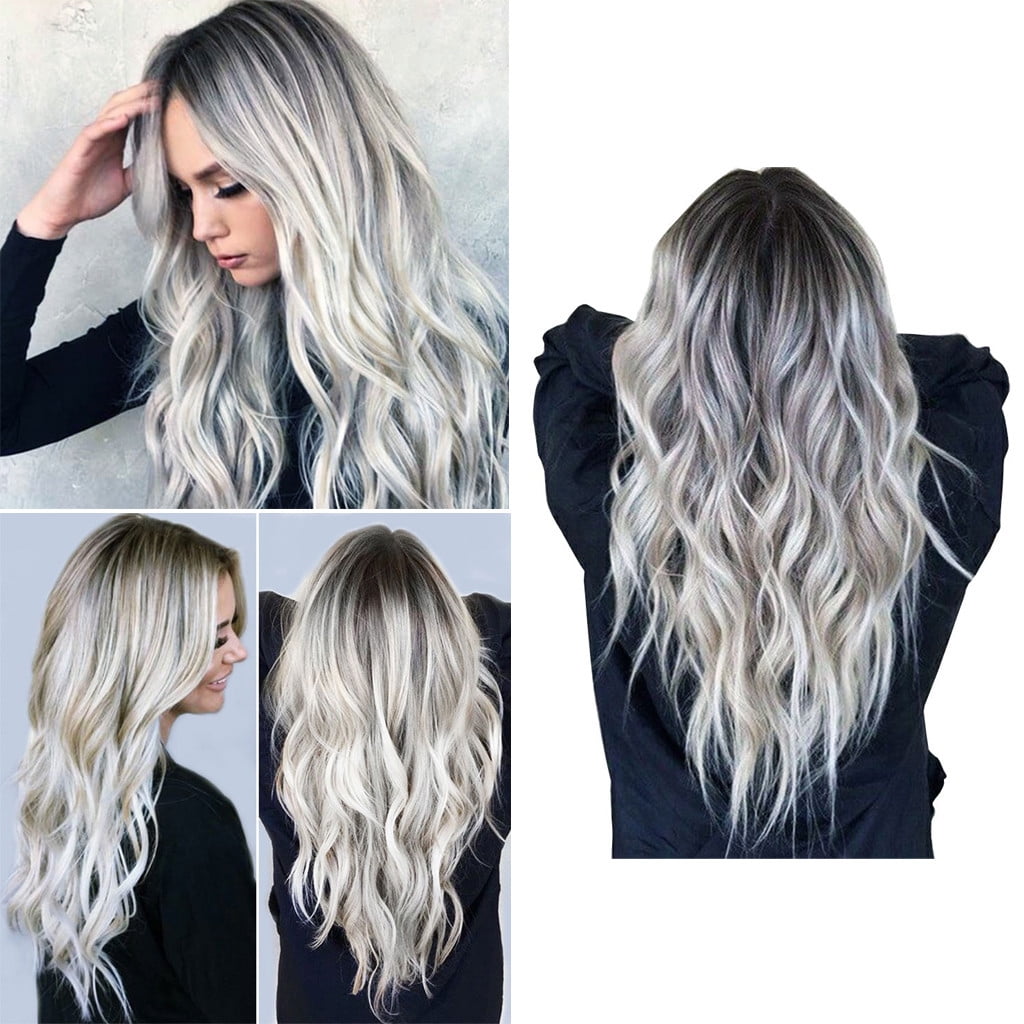 Teissuly Sexy Gradient Blonde Party Wigs Long Curly Hair Mixed Colors Synthetic Wig - Walmart ...