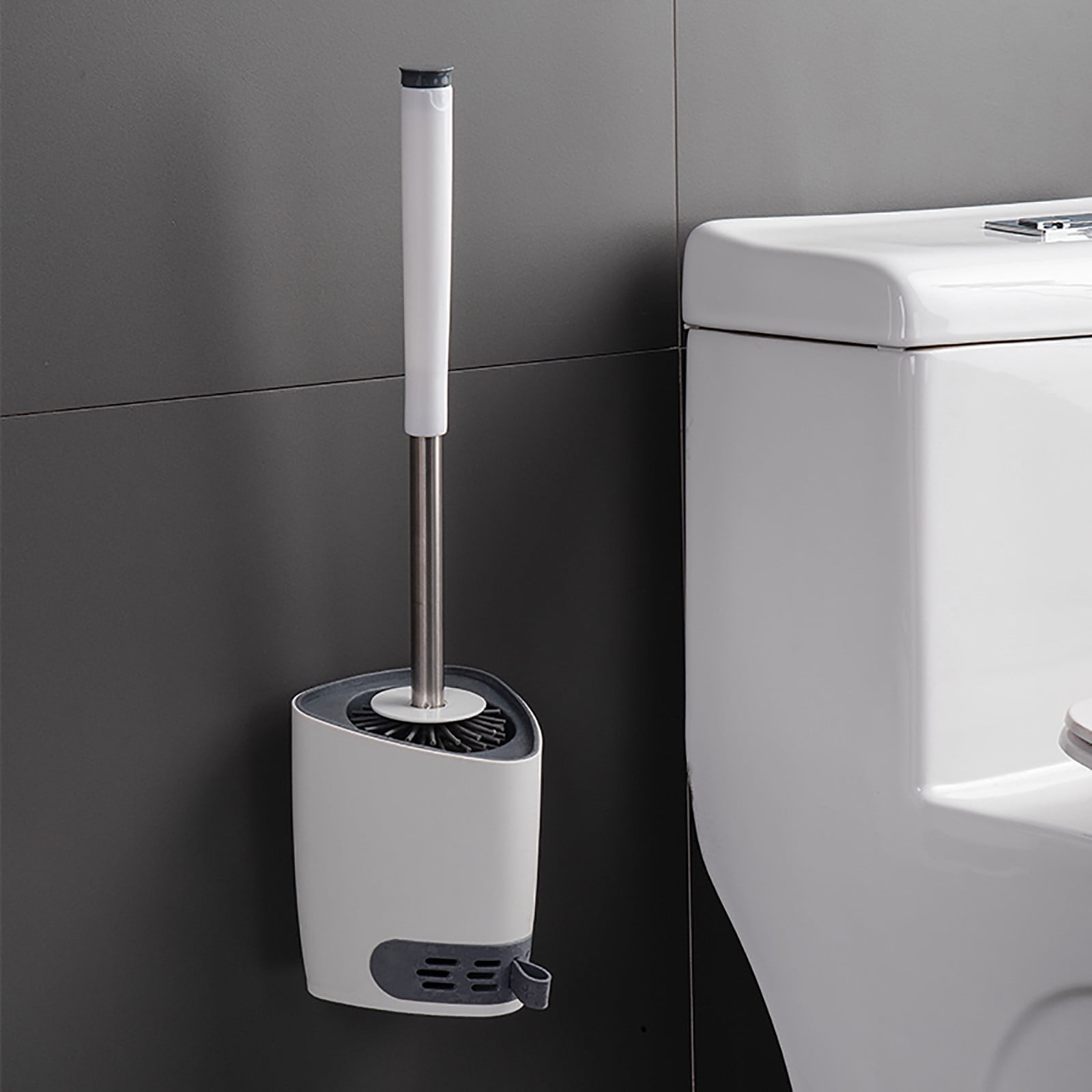 Teissuly Silicon Toilet Bowl Cleaning Brush Set,Wall Mount Toilet Brush ...