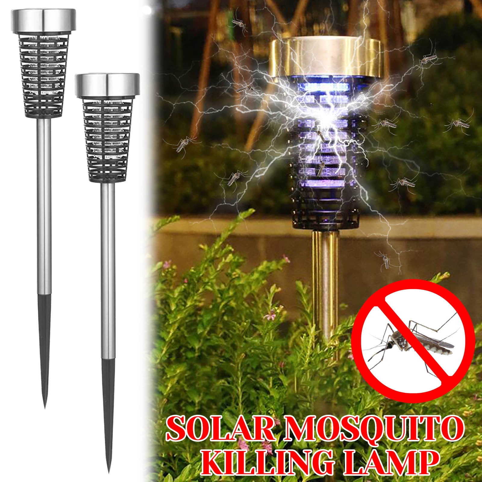 Teissuly Solar Bug Zapper Waterproof Mosquito Zapper Outdoor LED Light ...