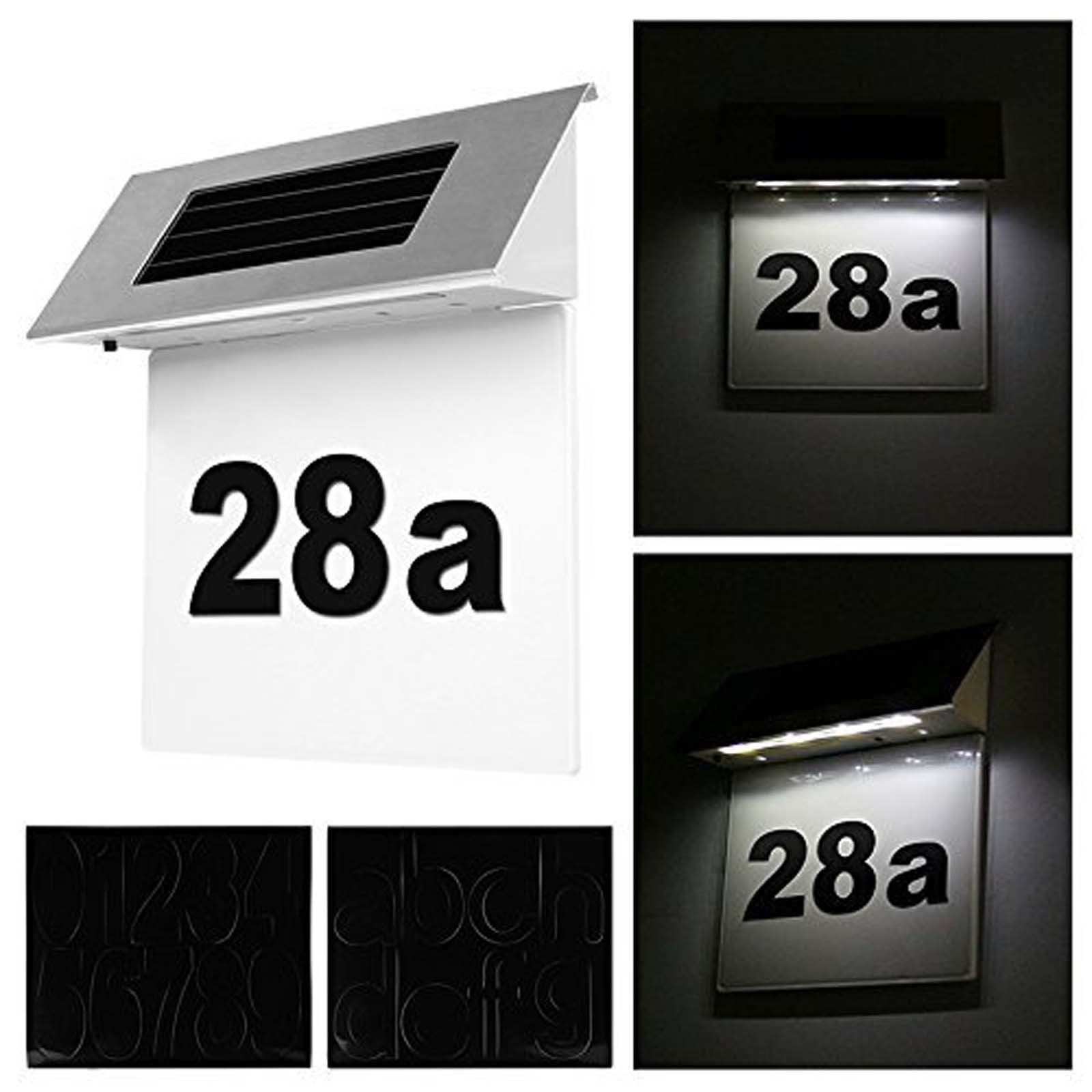 Teissuly Solar Door Number Solar Panels LED Solar Wall Lights 4 LED ...