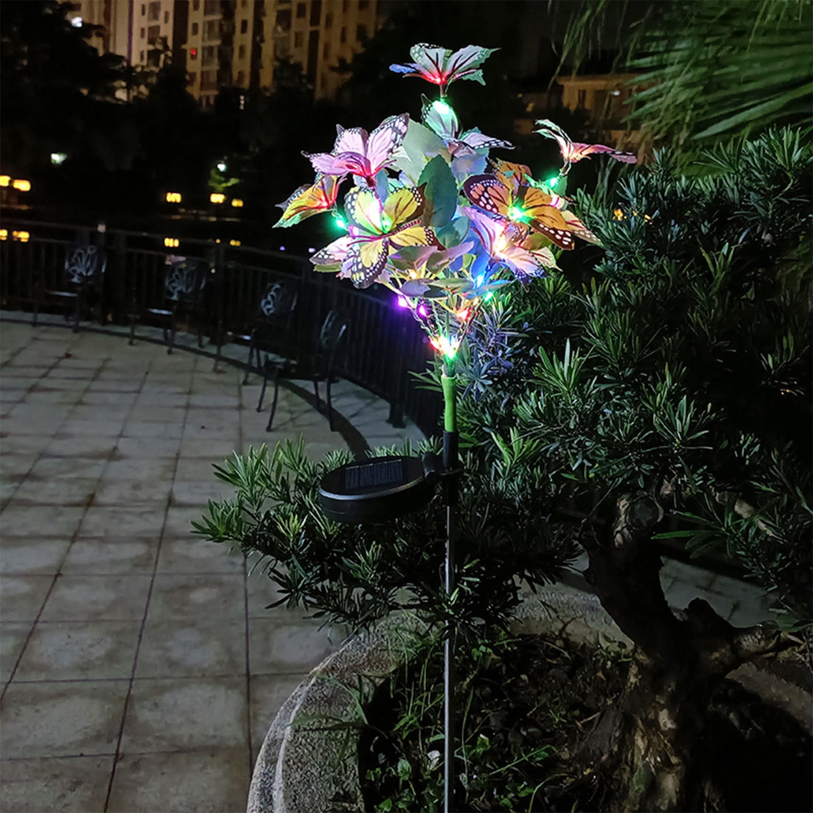 Teissuly Solar Energy Colorful LED Tree Ground Mounted Light Outdoor ...