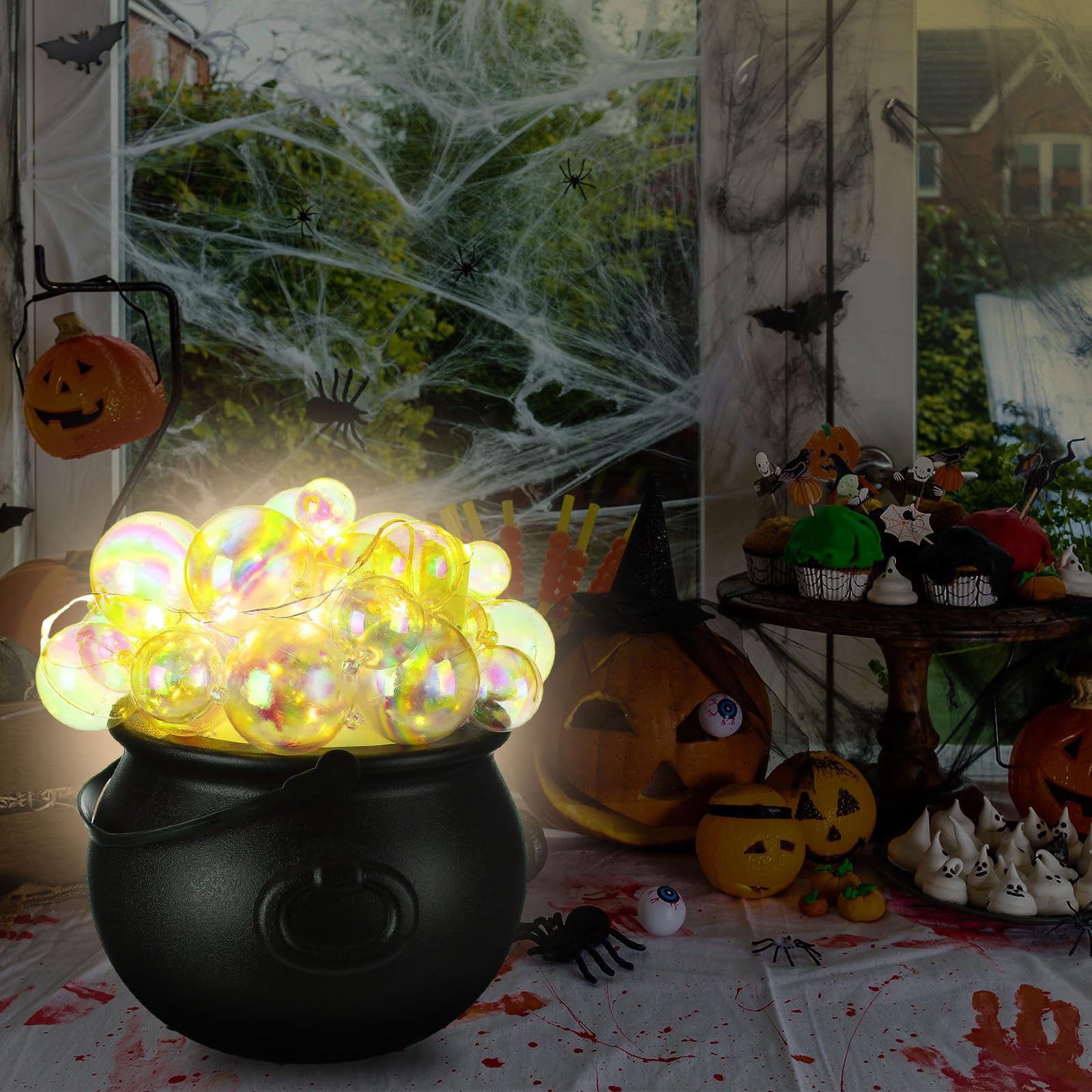 Teissuly Spooky Halloween DIY Witch Bubble Bucket Set Party Tabletop ...