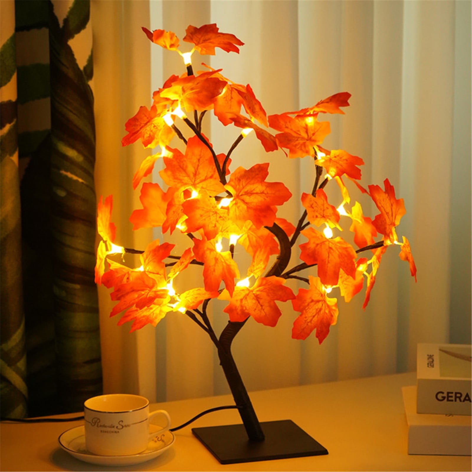 Teissuly Tabletop Maple Tree Light 24 LED Lighted Maple Tree USB ...