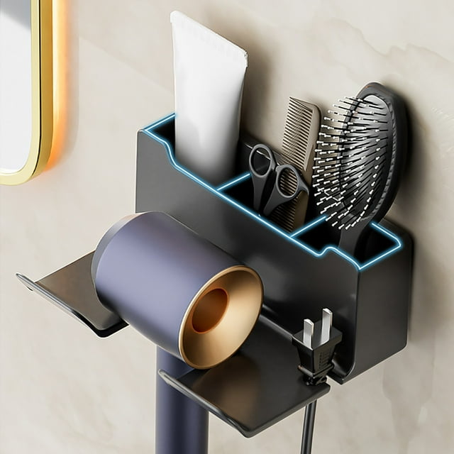 Teissuly Wall-Mounted Hair Dryer Holder For Bathroom,Hair Styling Tool ...