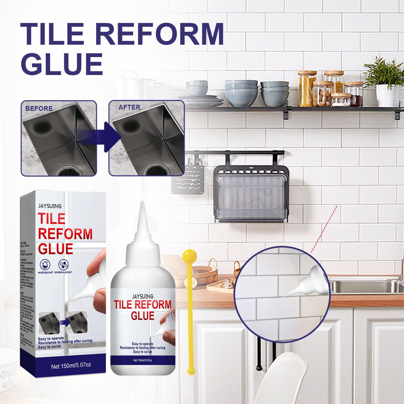 Teissuly White Grout Tiling Tile Repair Tile Gaps Refill Agent Tile ...