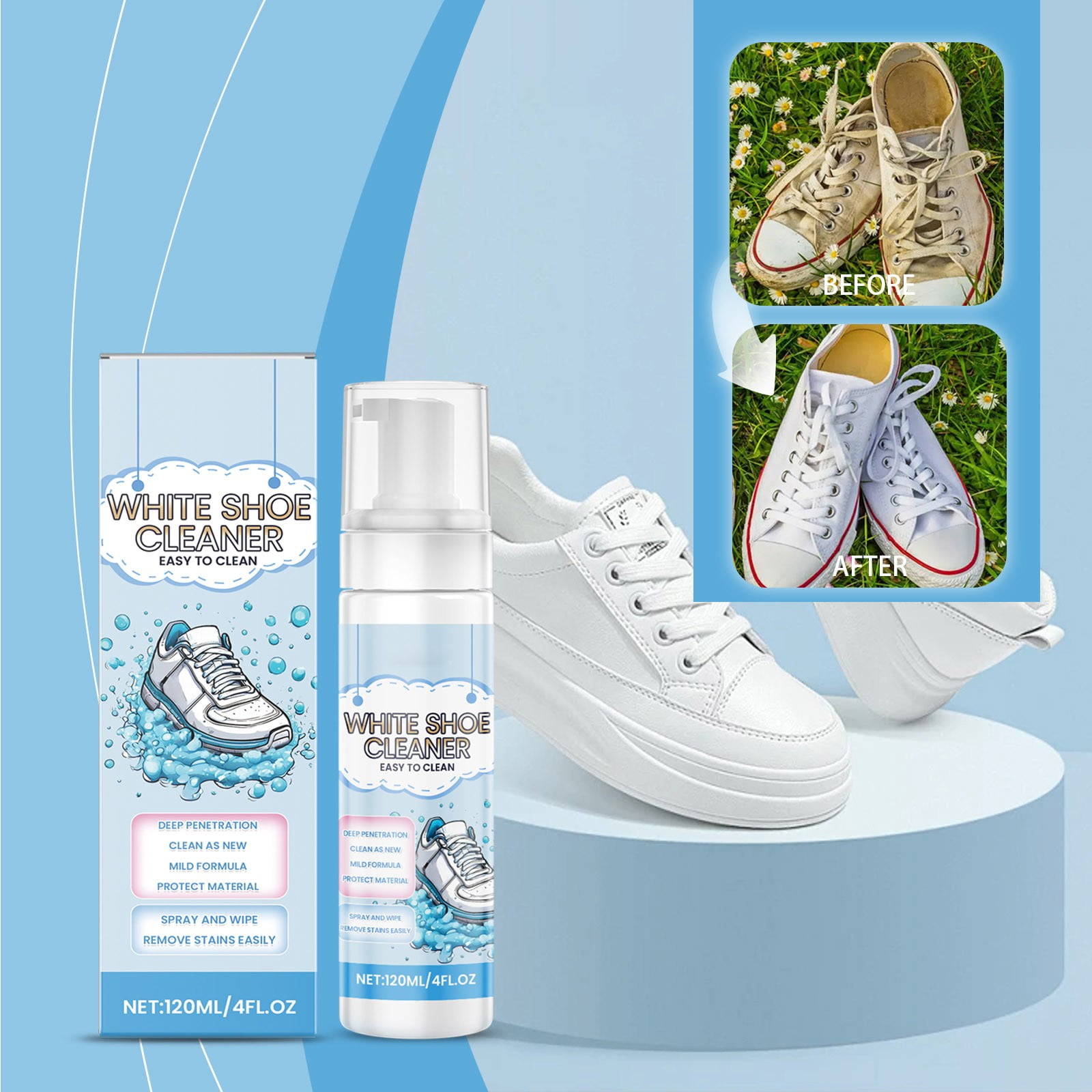 Teissuly White Shoe Cleaner Shoe Cleaning Foam Cleaner 120ml - Walmart.com