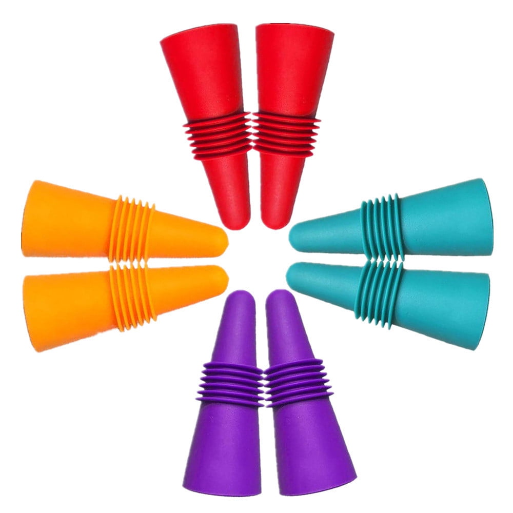 Teissuly Wine Stoppers, 8 Pcs Reusable Silicone Beverage Bottle ...