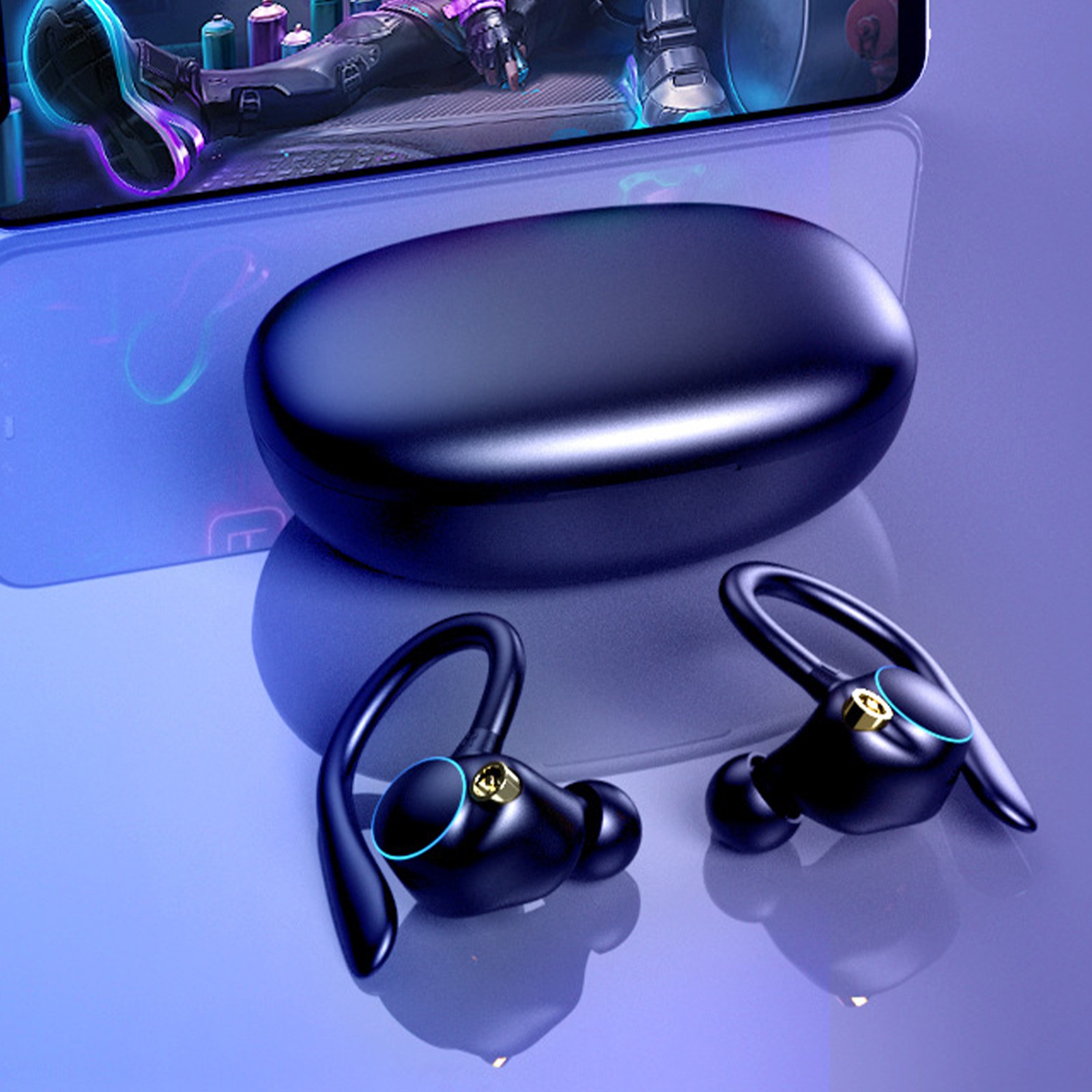 Teissuly Wireless Sports Bluetooth Earphones Ear Mounted Noise ...